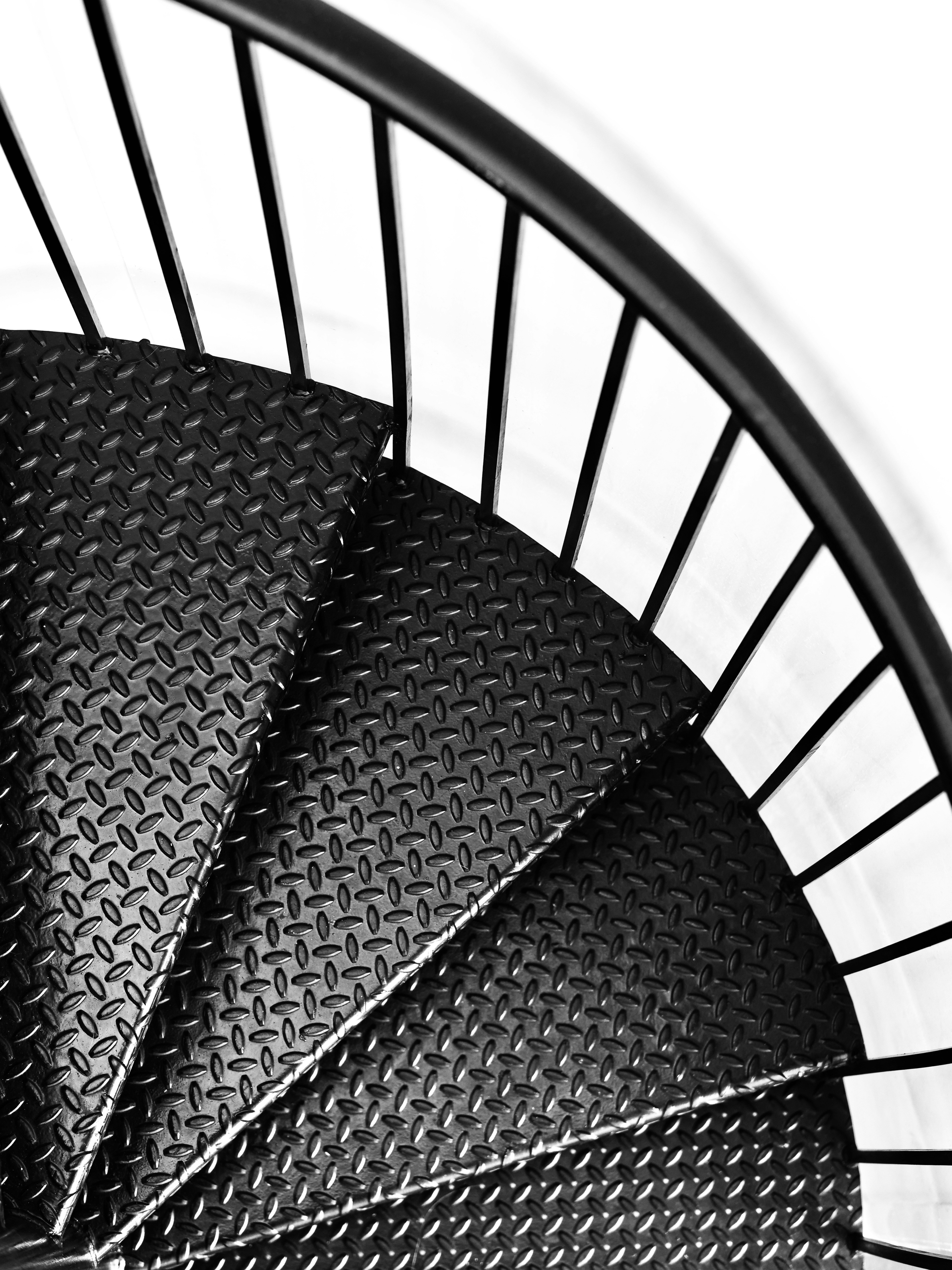 Industrial Spiral: Black Diamond Staircase in Mono
