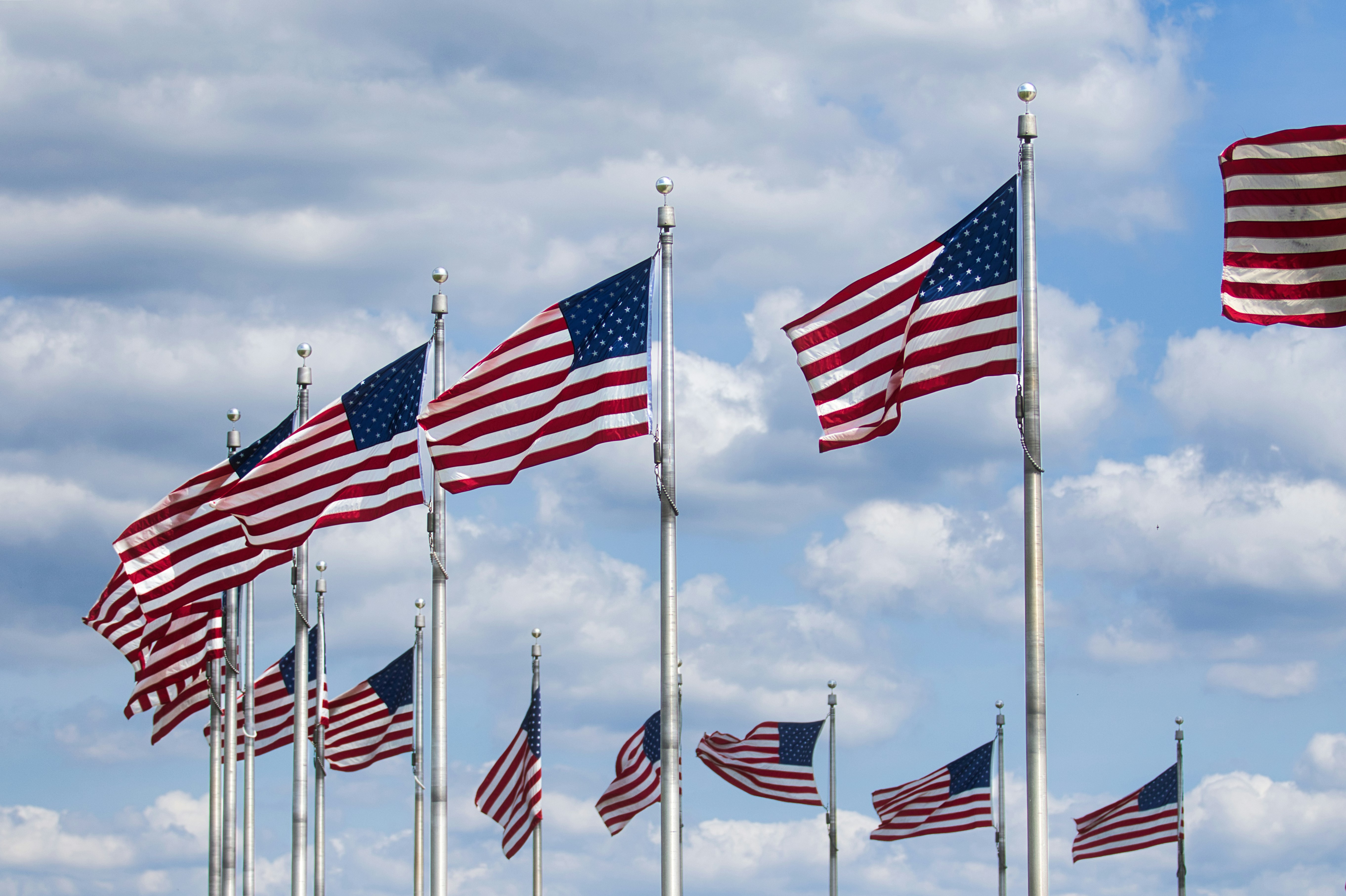 Flag Alley: A Row of United States Emblems in the Sky
