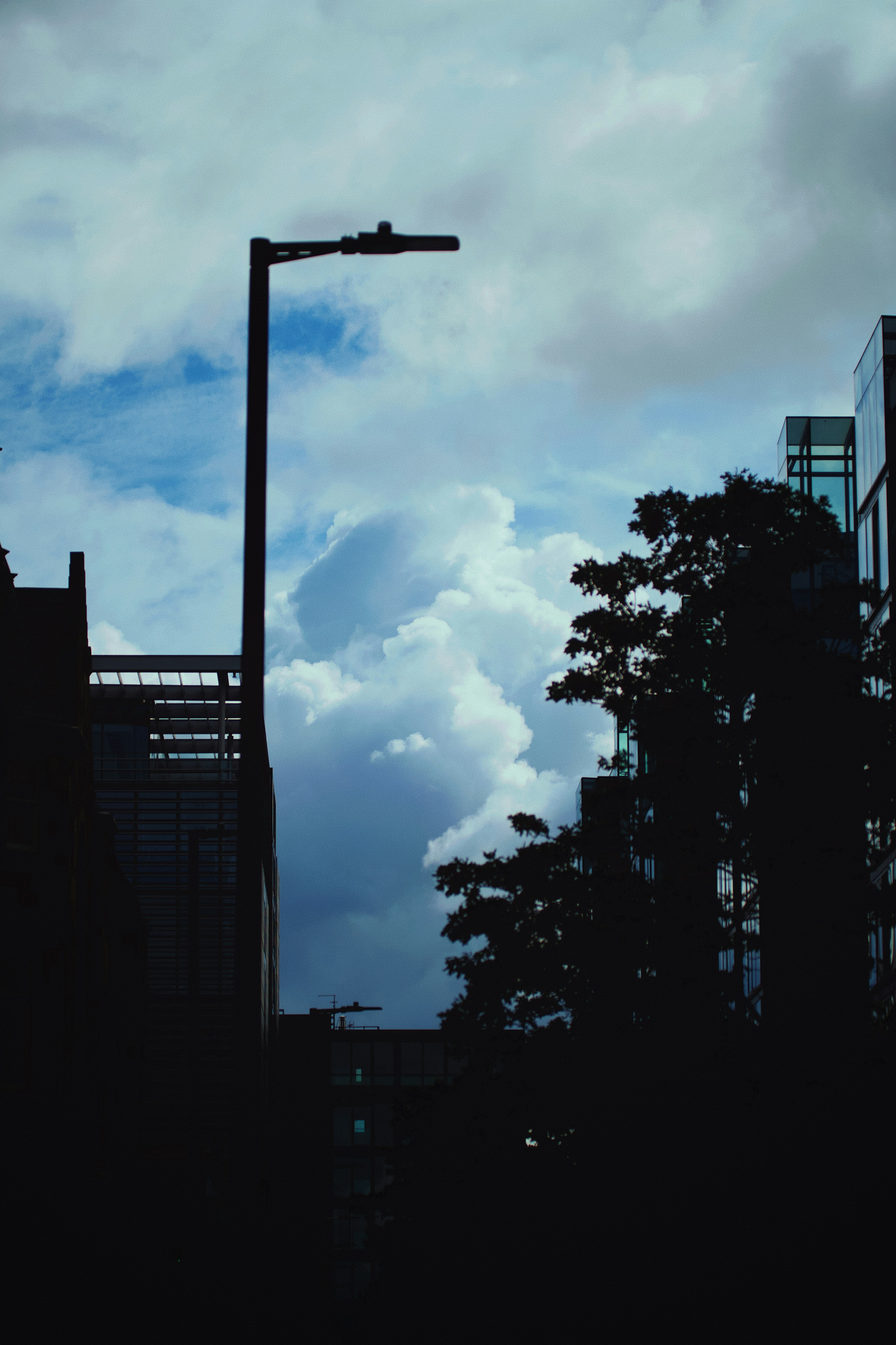 Urban Skyline Silhouette Under a Turbulent Sky