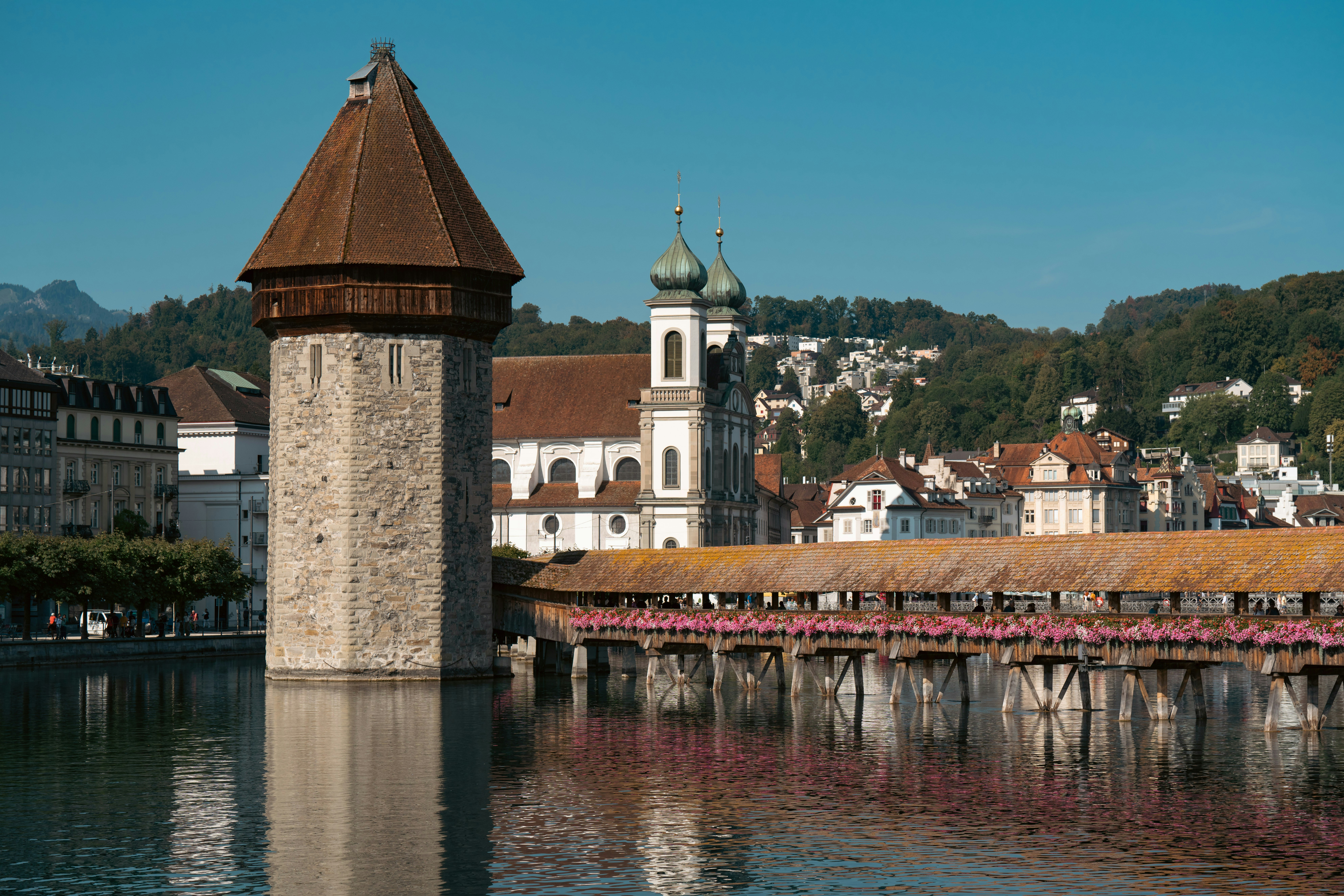 The Kapellbrücke Under a Blue Sky