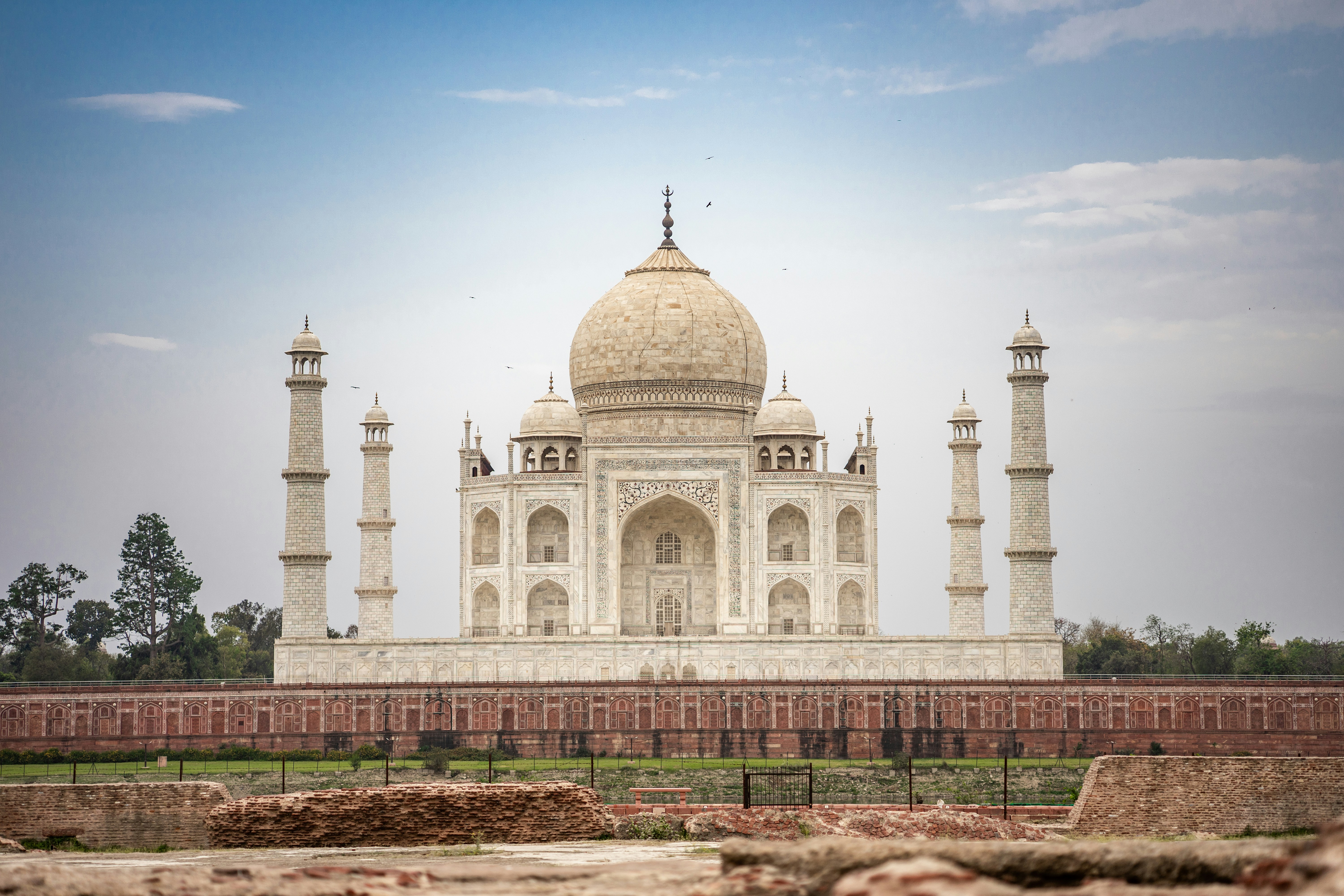 Taj Mahal in Soft Focus: Marble Symmetry Under a Clear Sky