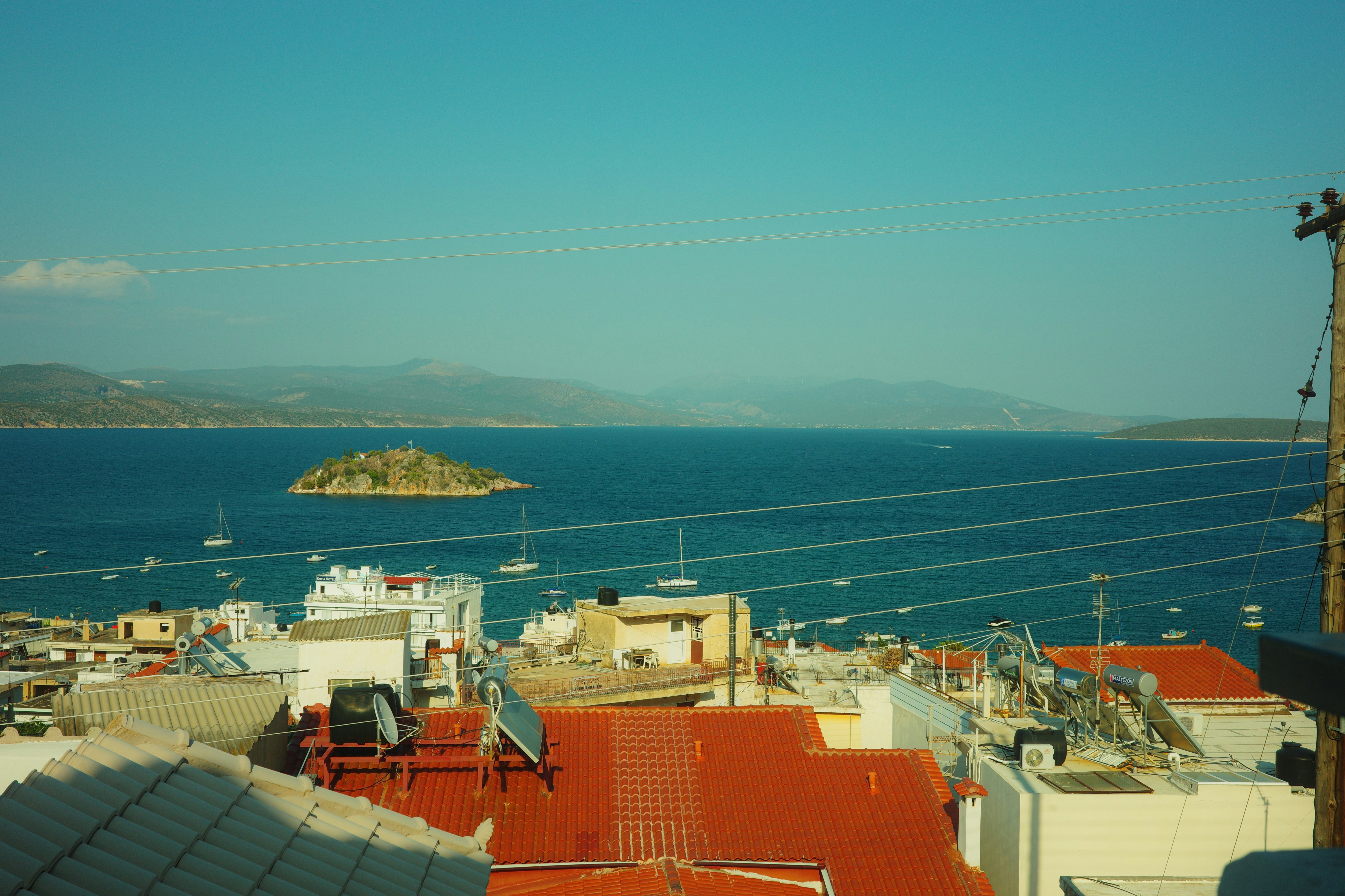 Rooftop Vista Over Sea and Islands