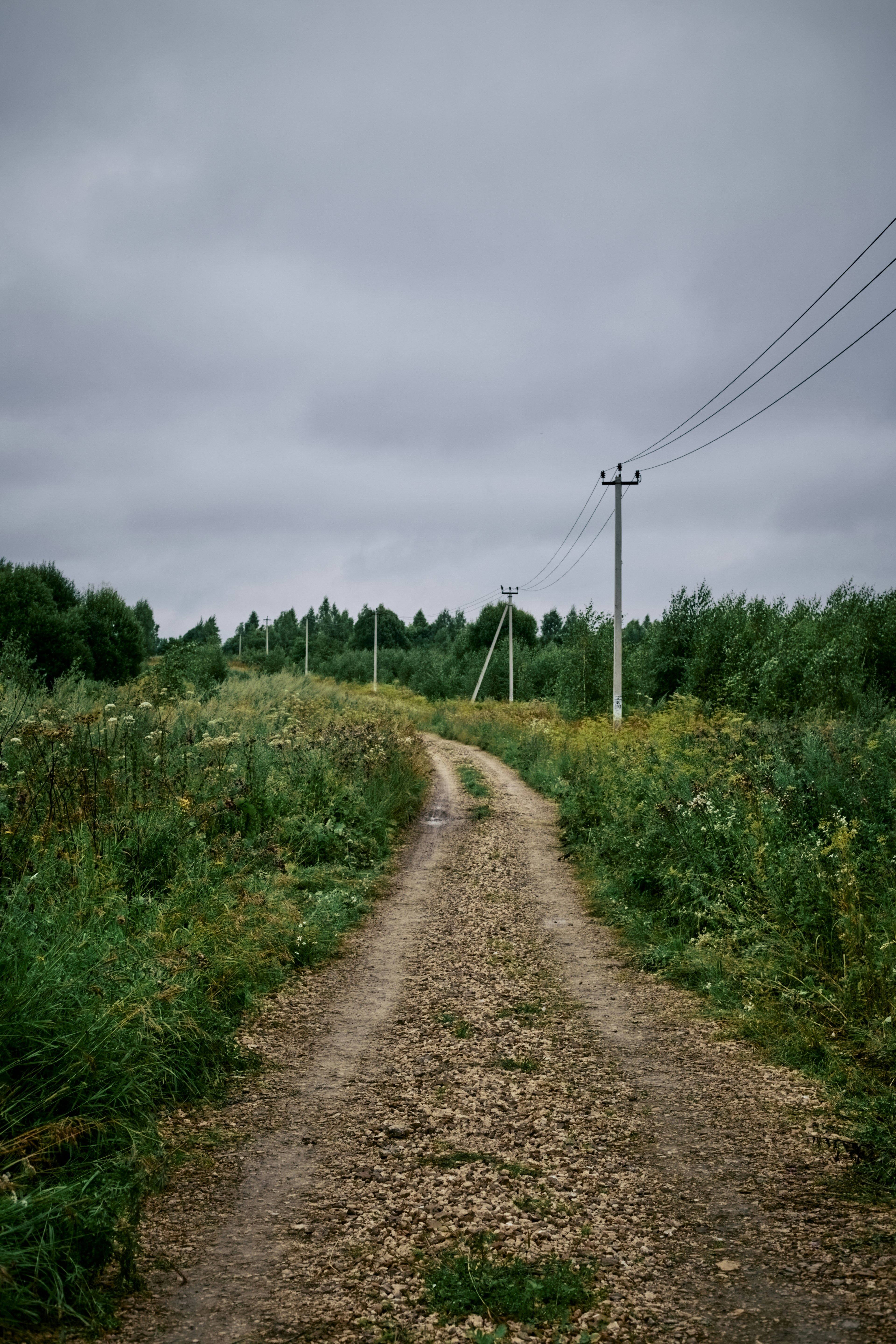 Rural Gravel Path Under a Cloudy Sky