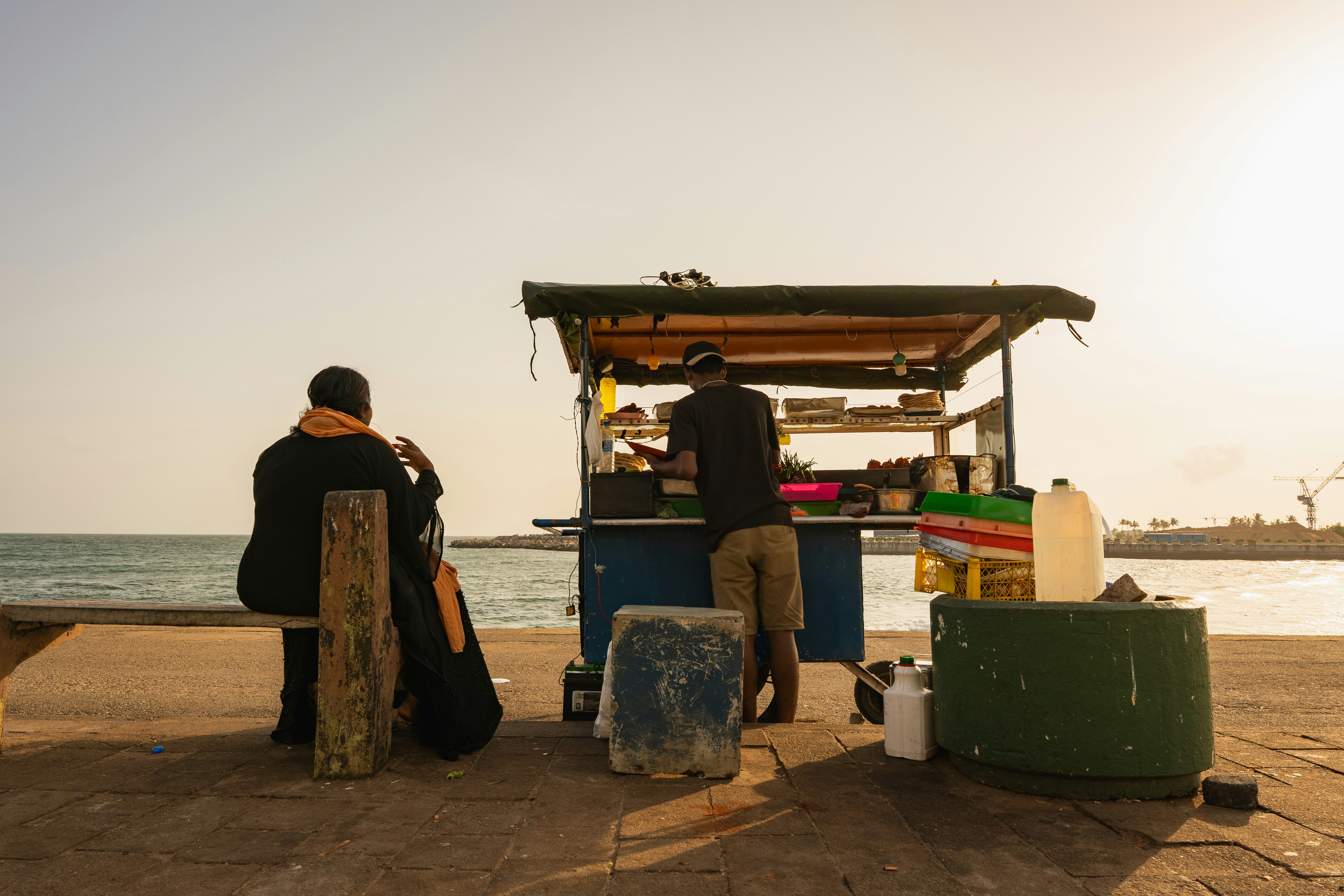 Sunlit Seaside Snack Stand: Quiet Moments by the Shore