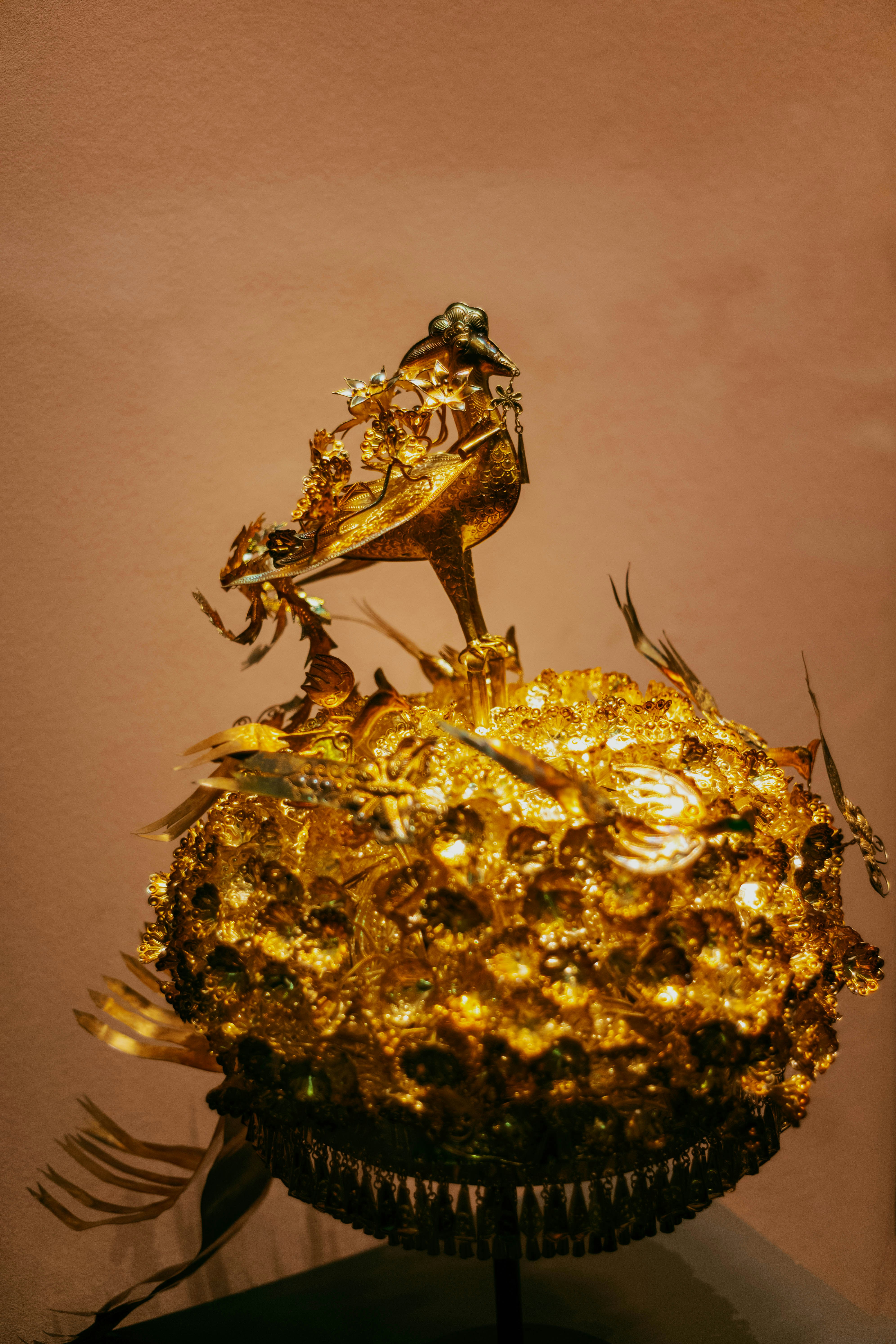 Golden Constellation: A Gleaming Ornament Crowned in Flowers