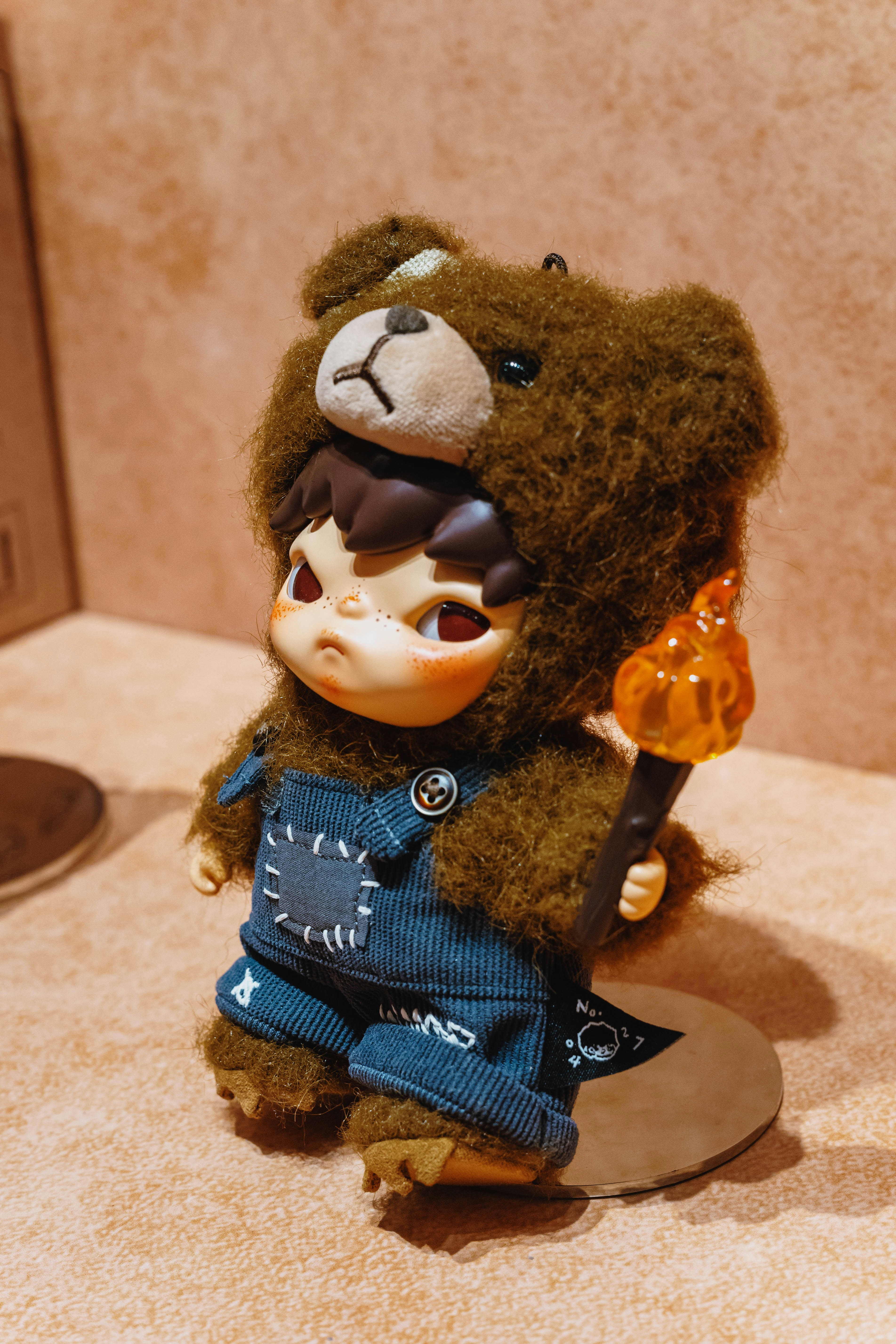 Cozy Bear Hoodie Doll with Torch Lantern