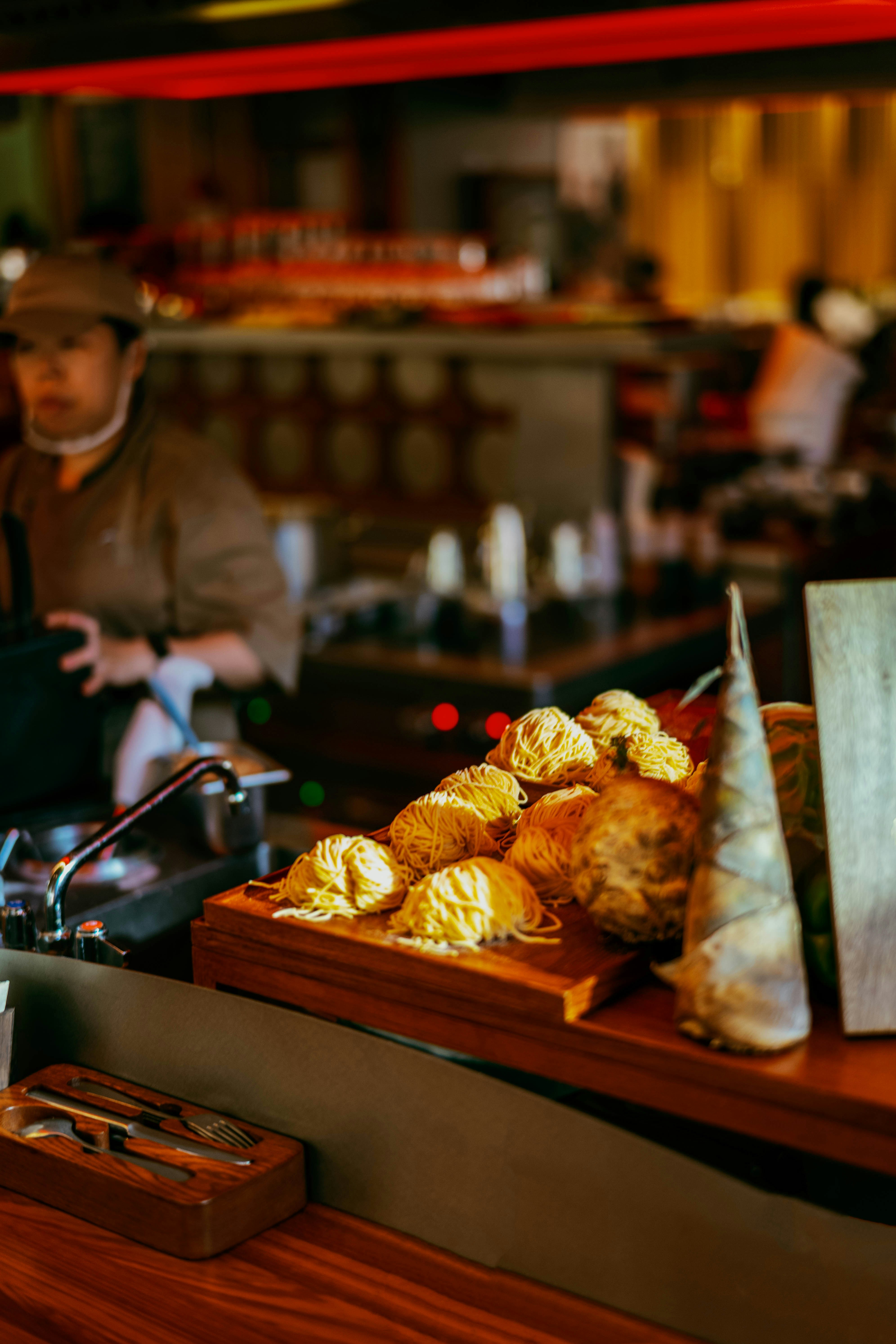 Golden Creams in a Warm Bar Scene