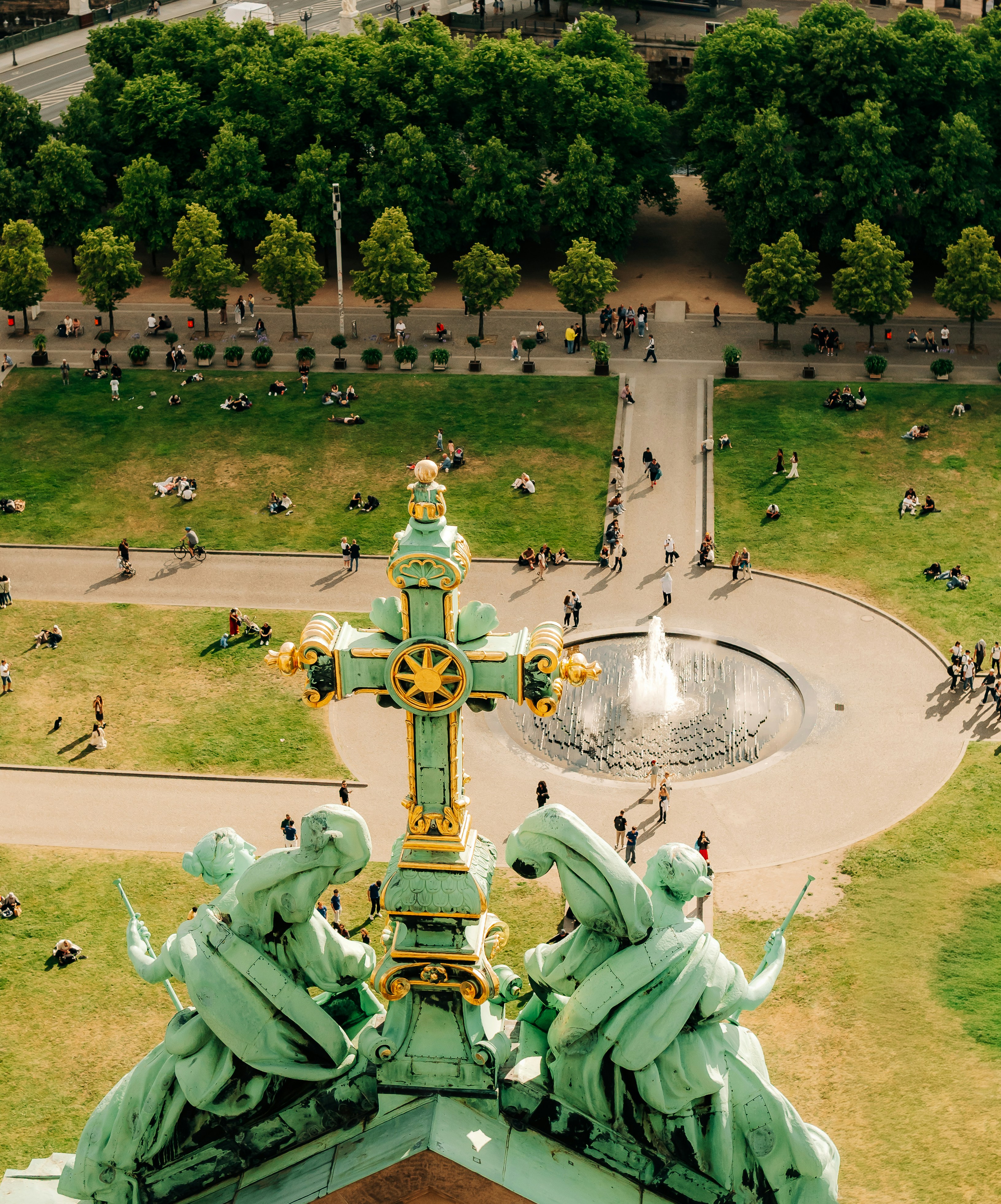 High Above Paris: The Sacré-Cœur Crest over a Green Cathedral