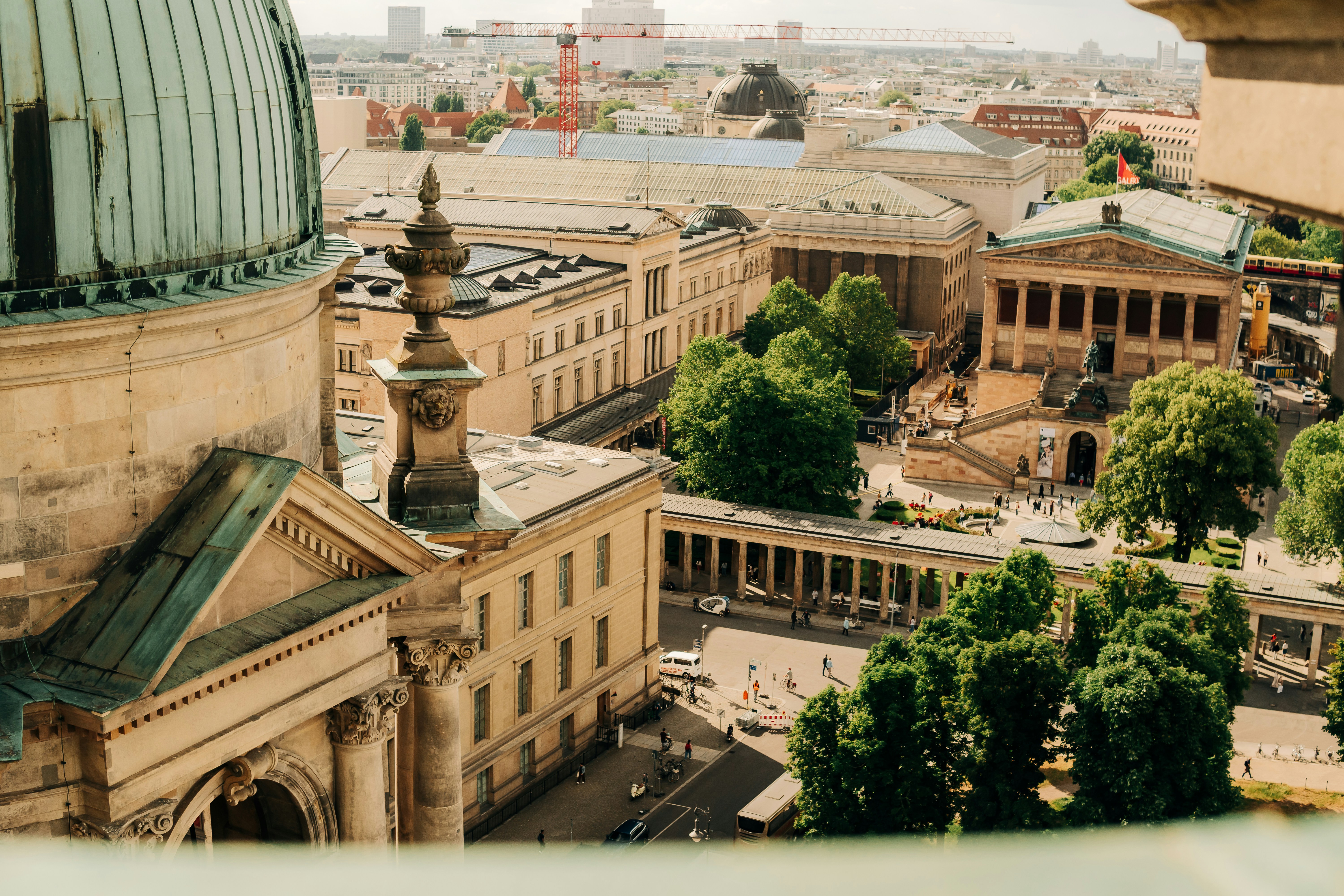 Top-View of a Historic European Square from a Cathedral Balcony