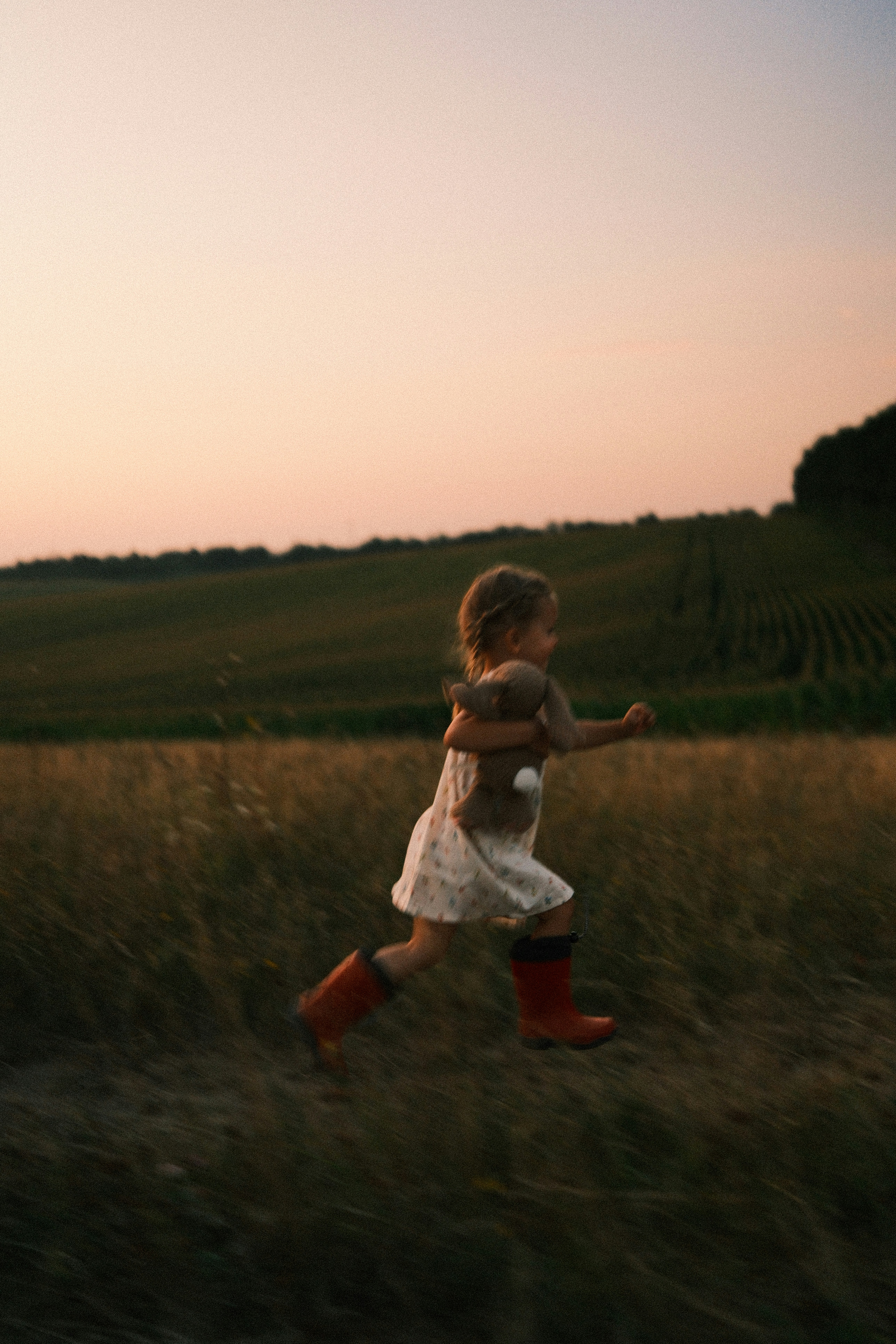 Little Runner in the Sunset Field