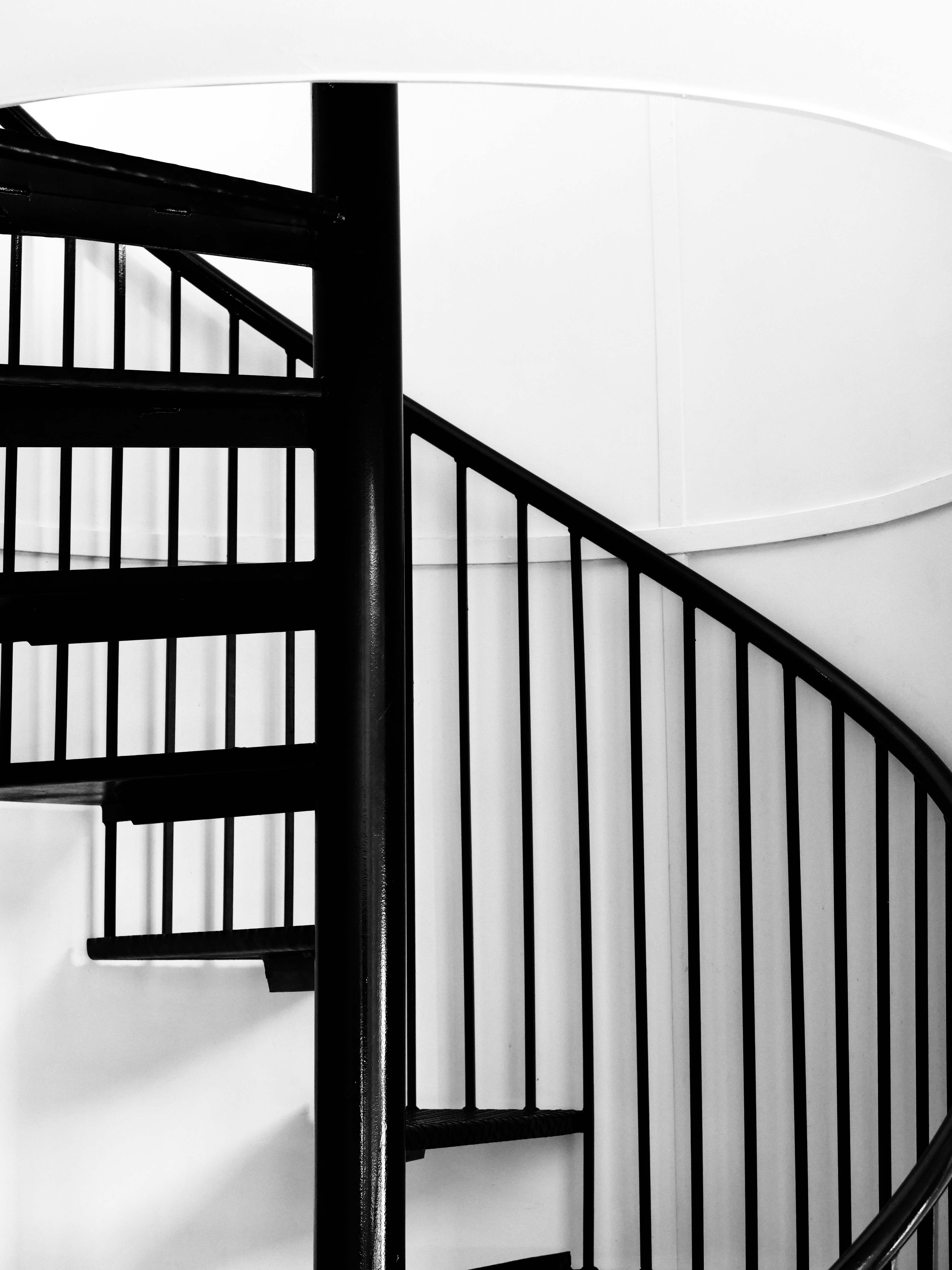 Spiral Axiom: The Black Staircase Curves Through White Space