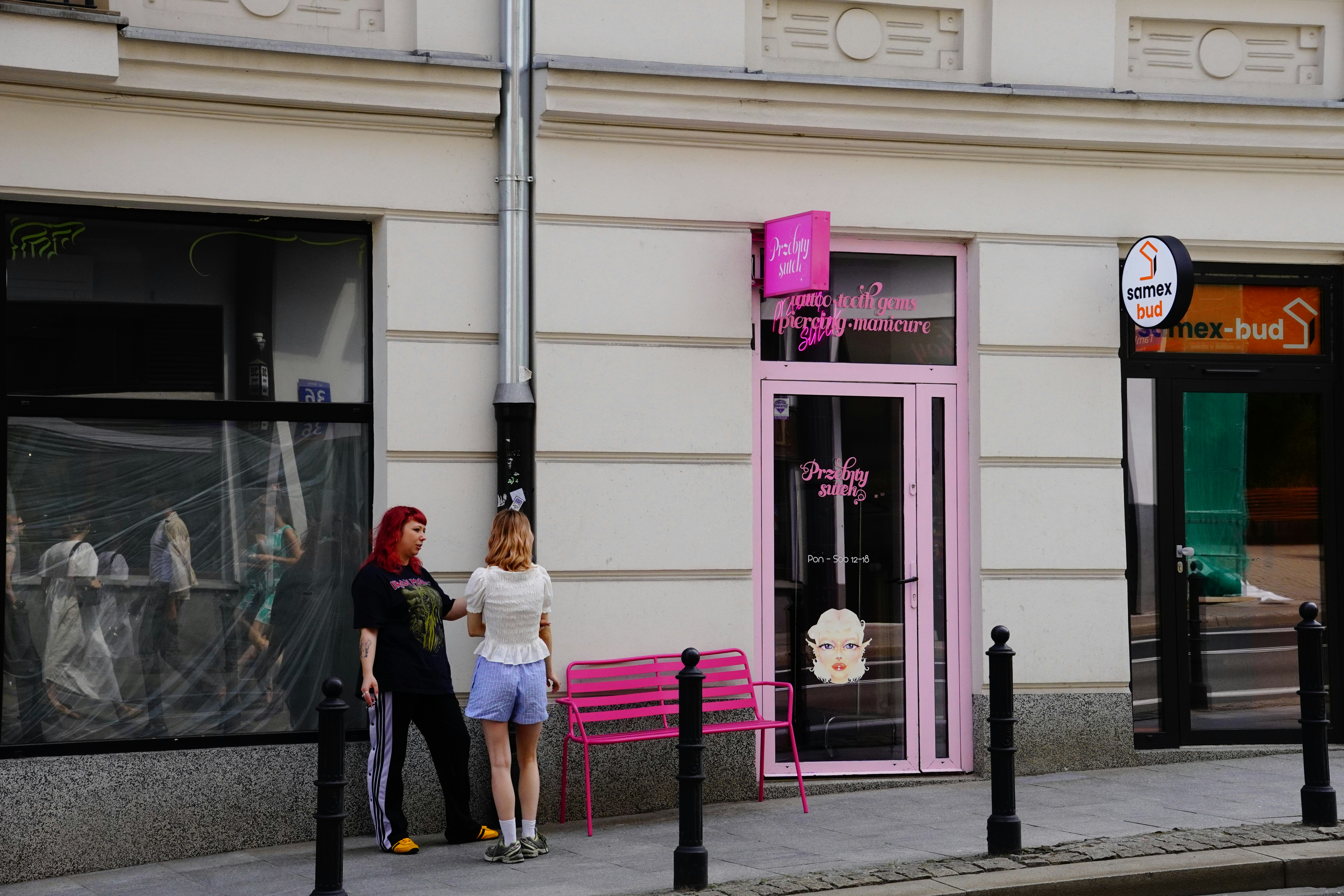 Pink Bench Parlor: A Quiet Moment Outside a Boutique
