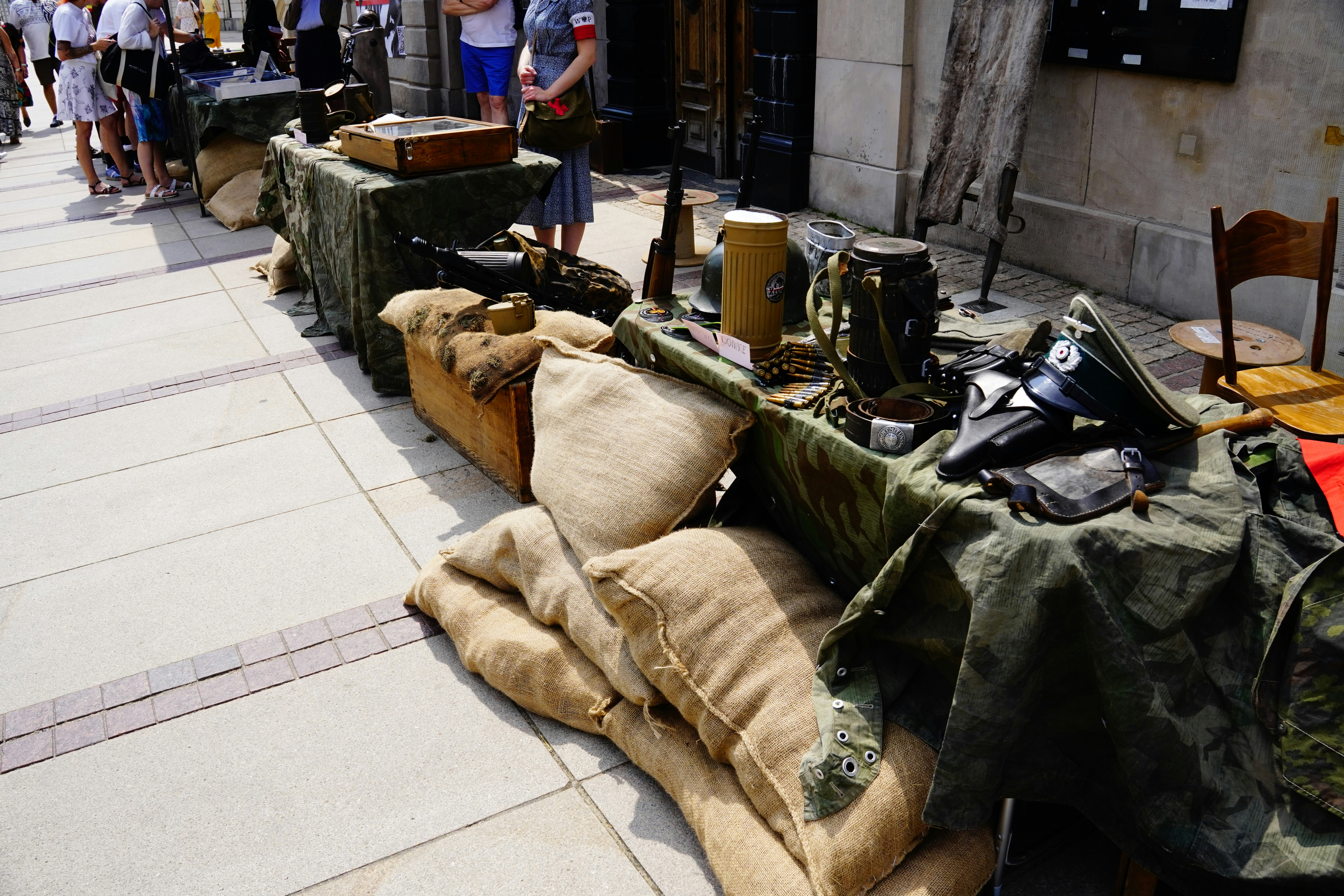 Vintage Gear on a Sunlit Street Stall