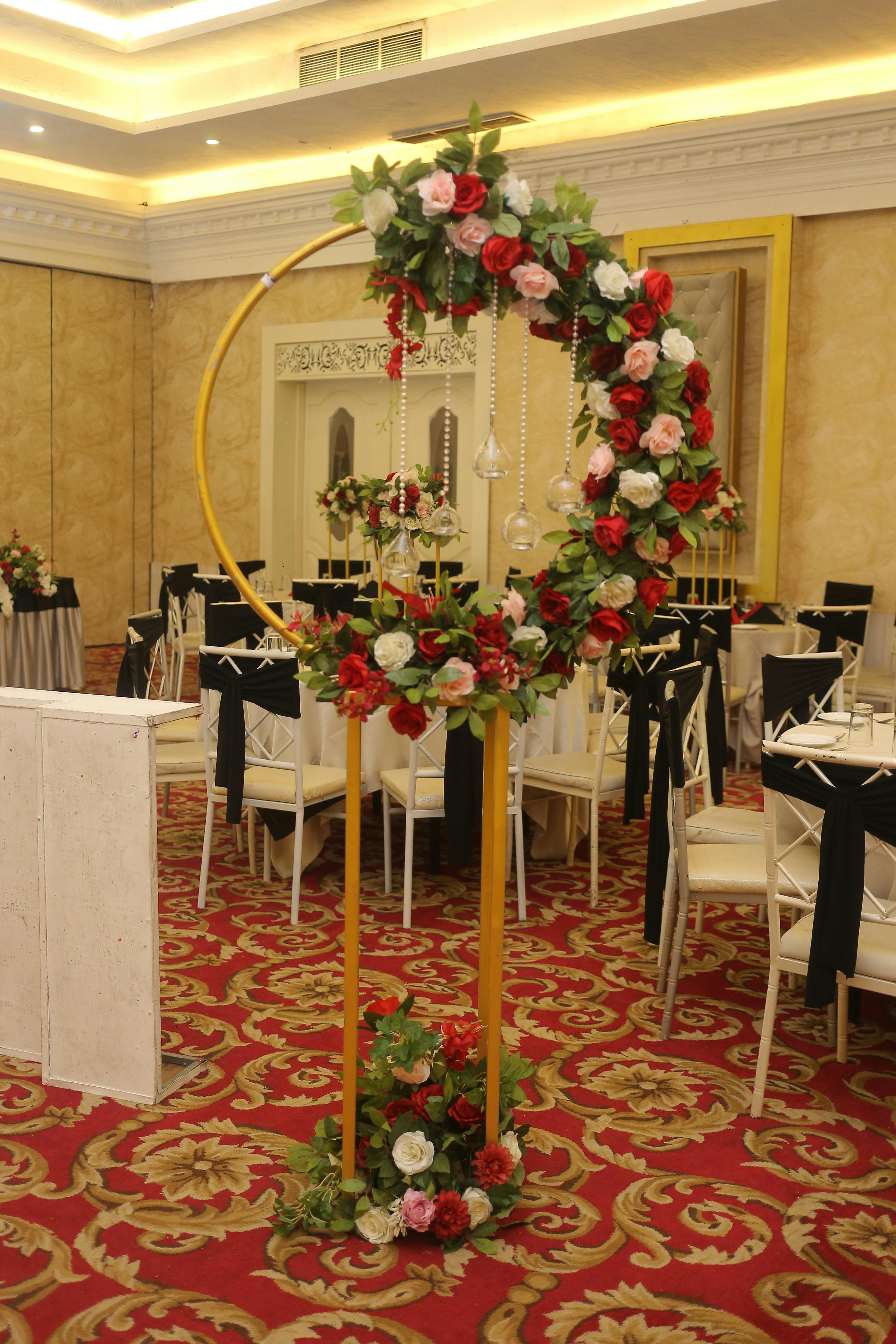 Floral Ring Spotlight in an Elegant Banquet Hall