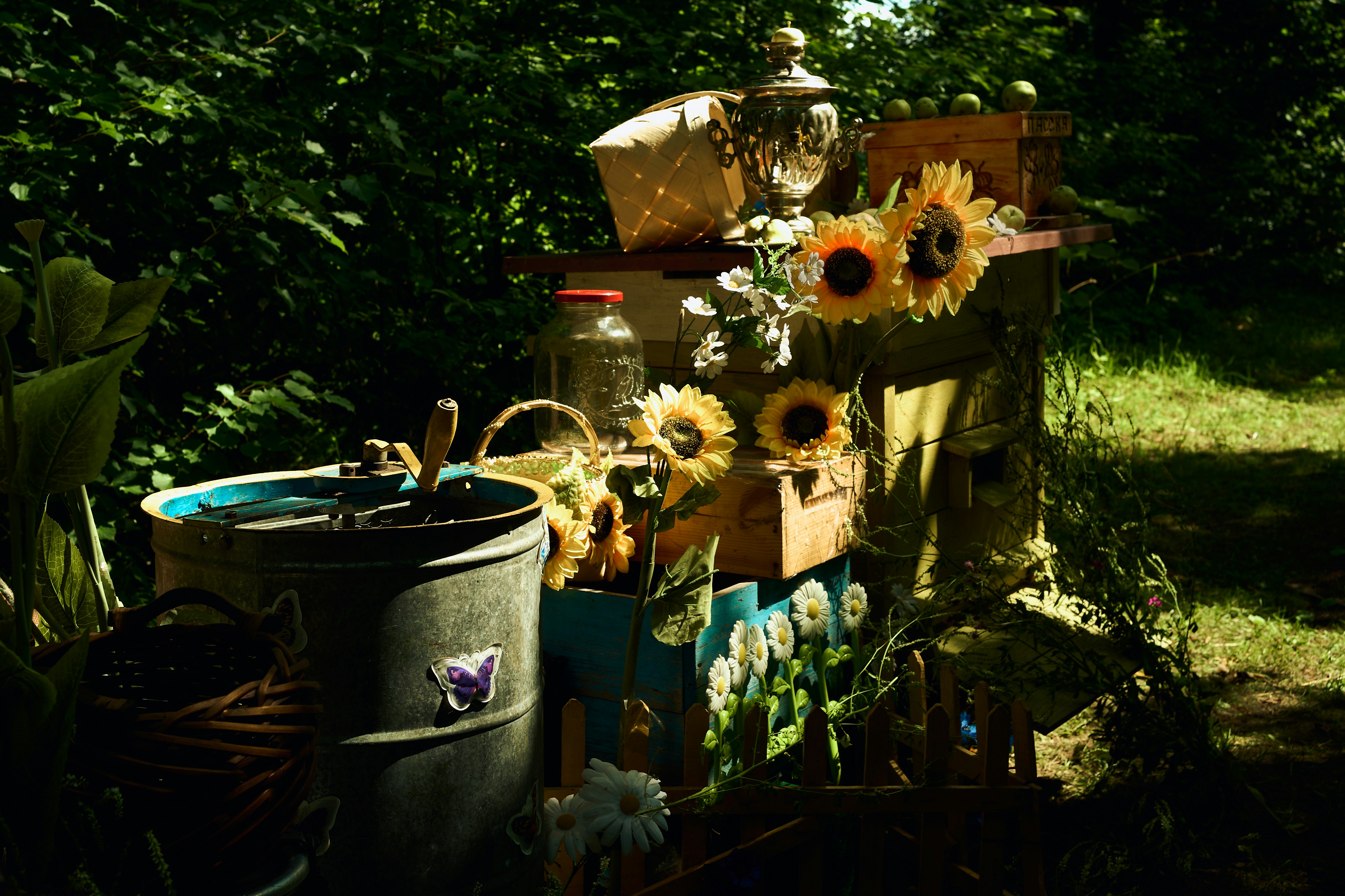 Sunflower Still Life at the Garden Cart