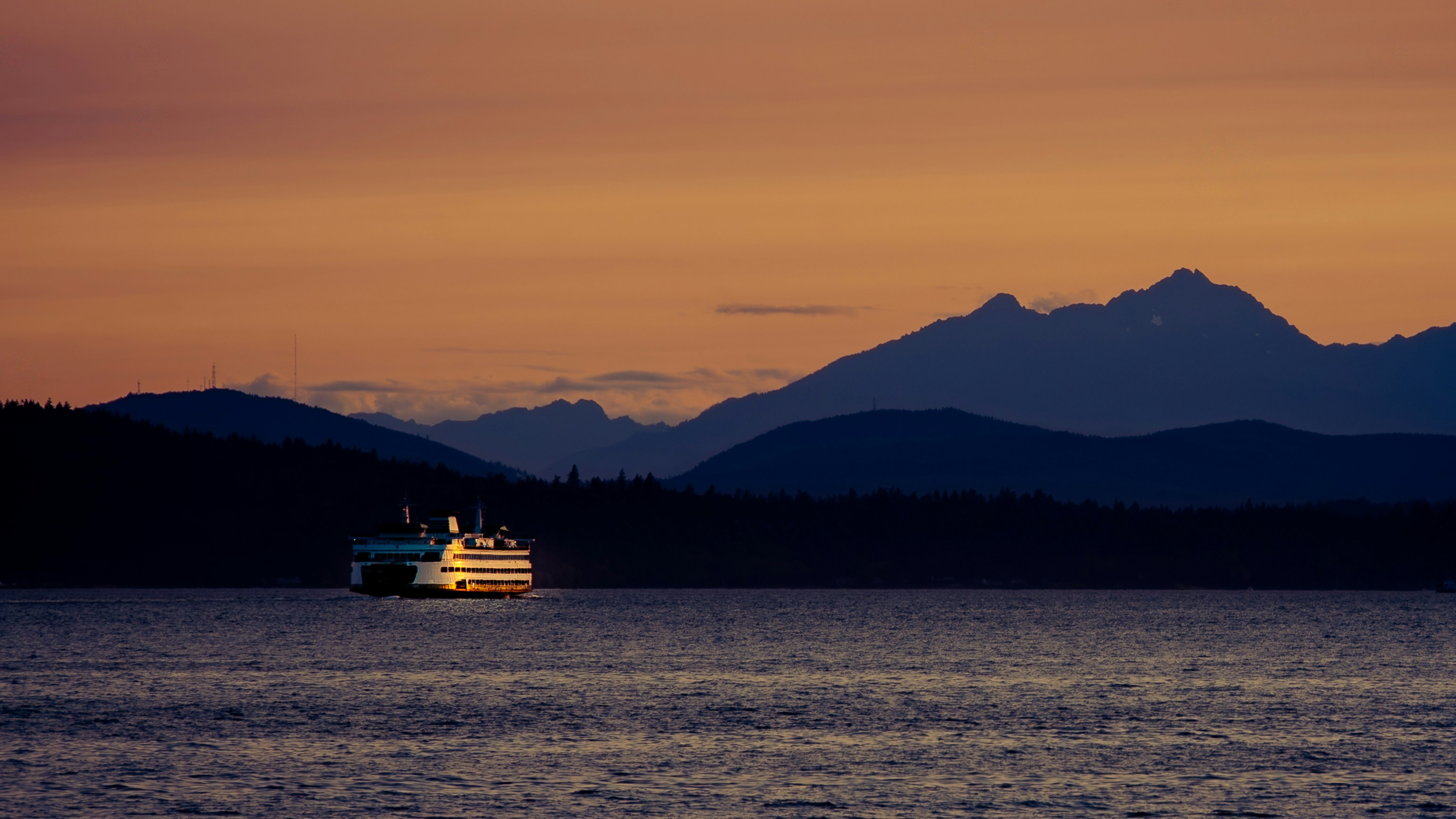 Golden Hour Ferry: A Calm Passage Across Velvet Water