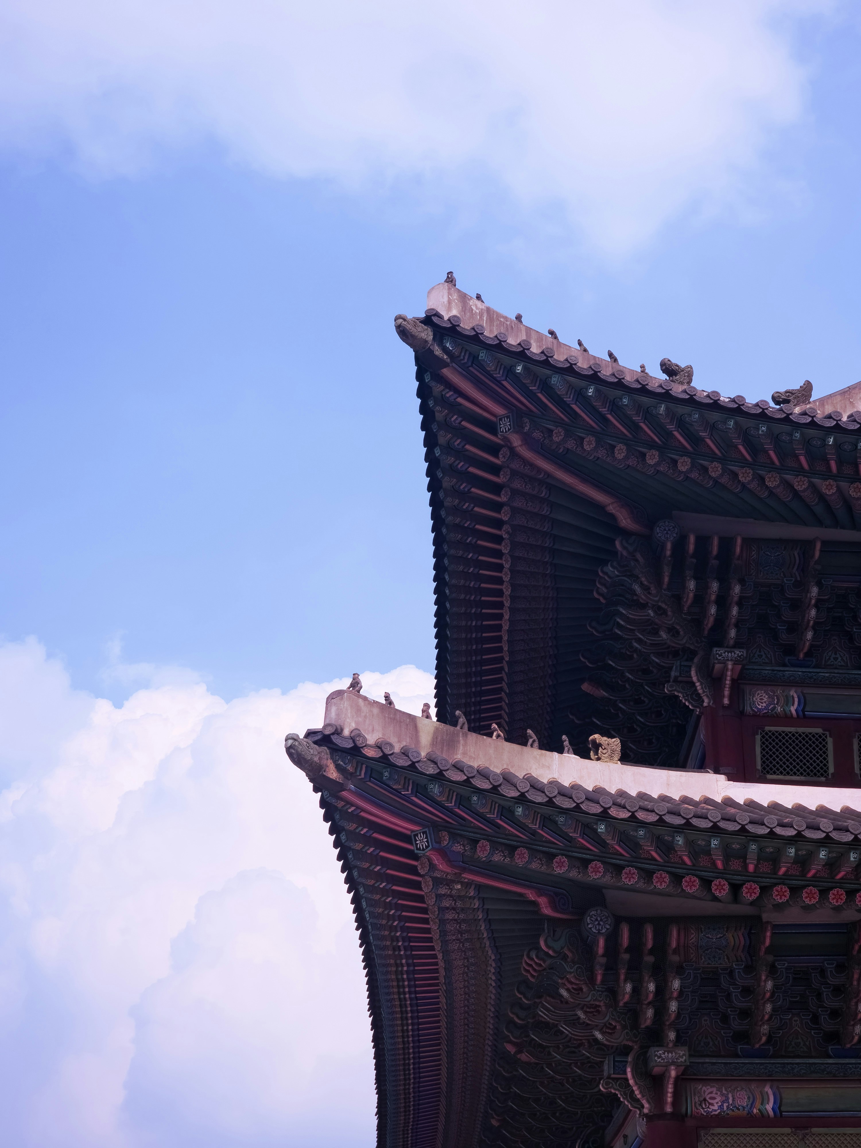 Curved Rooflines Against the Sky: A Corner of a Traditional Pagoda