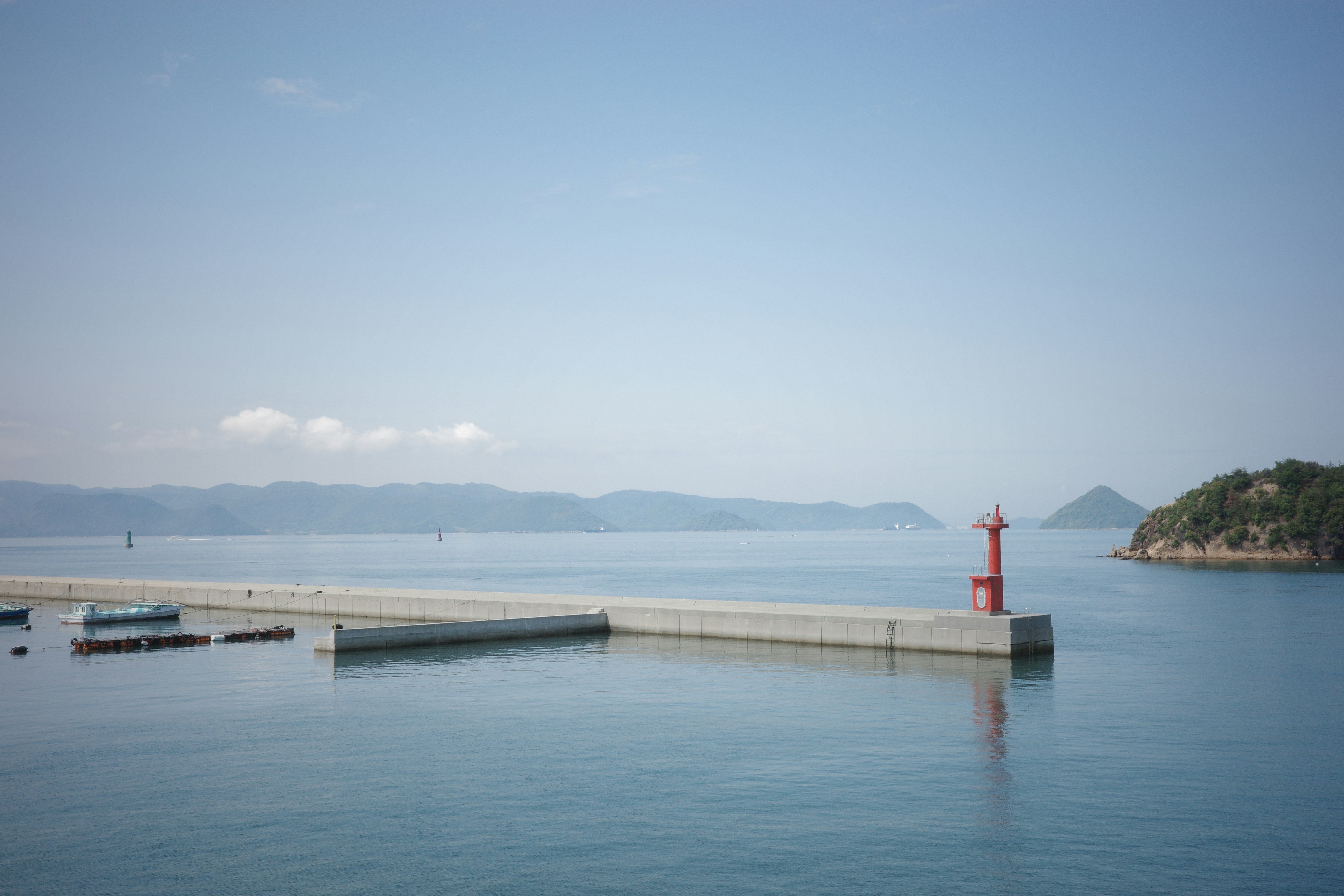 Red Beacon at Sea Lock: A Quiet Harbor Under Soft Light