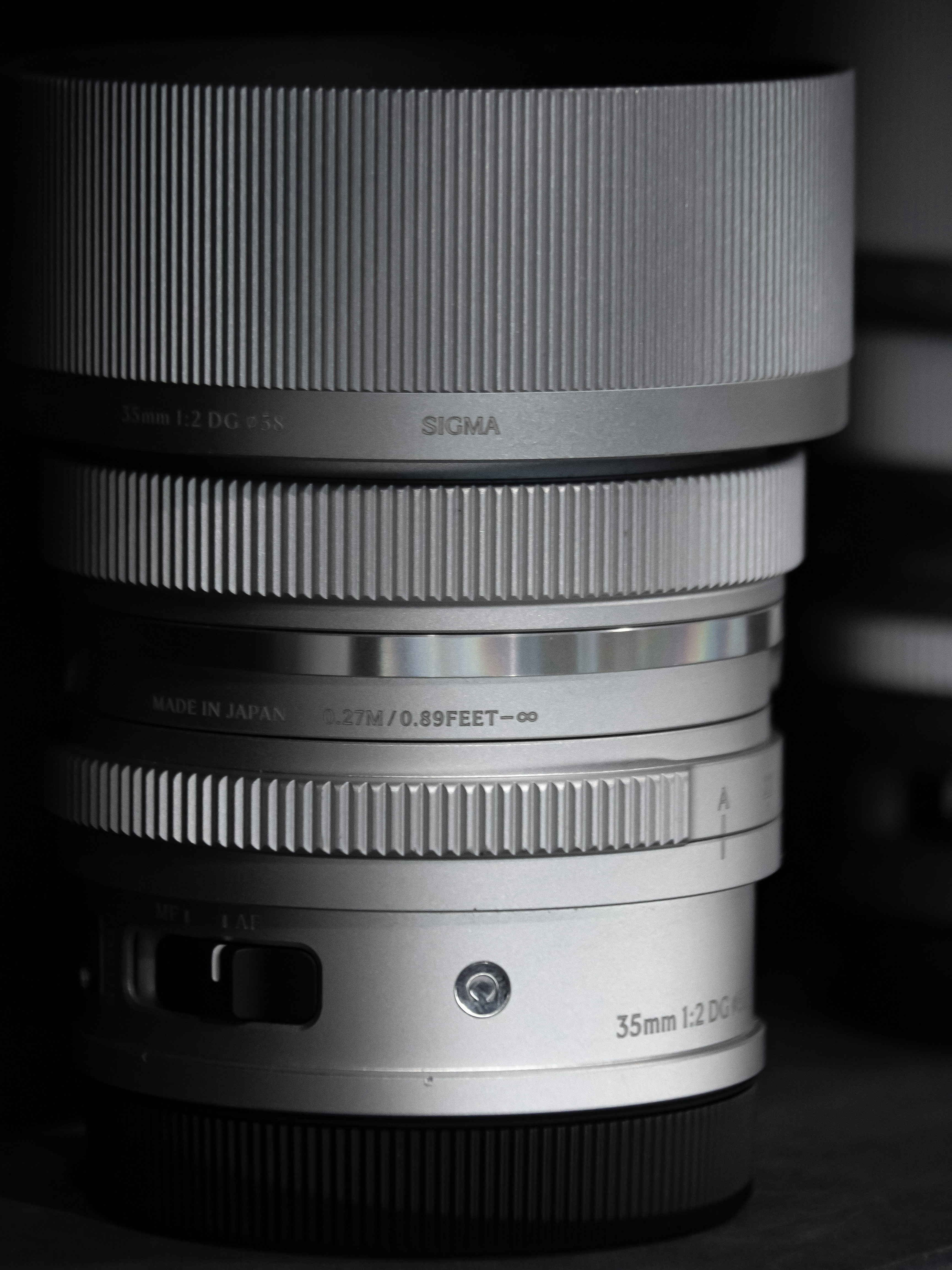 Close-Up of a Silver Canon Lens Stack Waiting for a Shoot