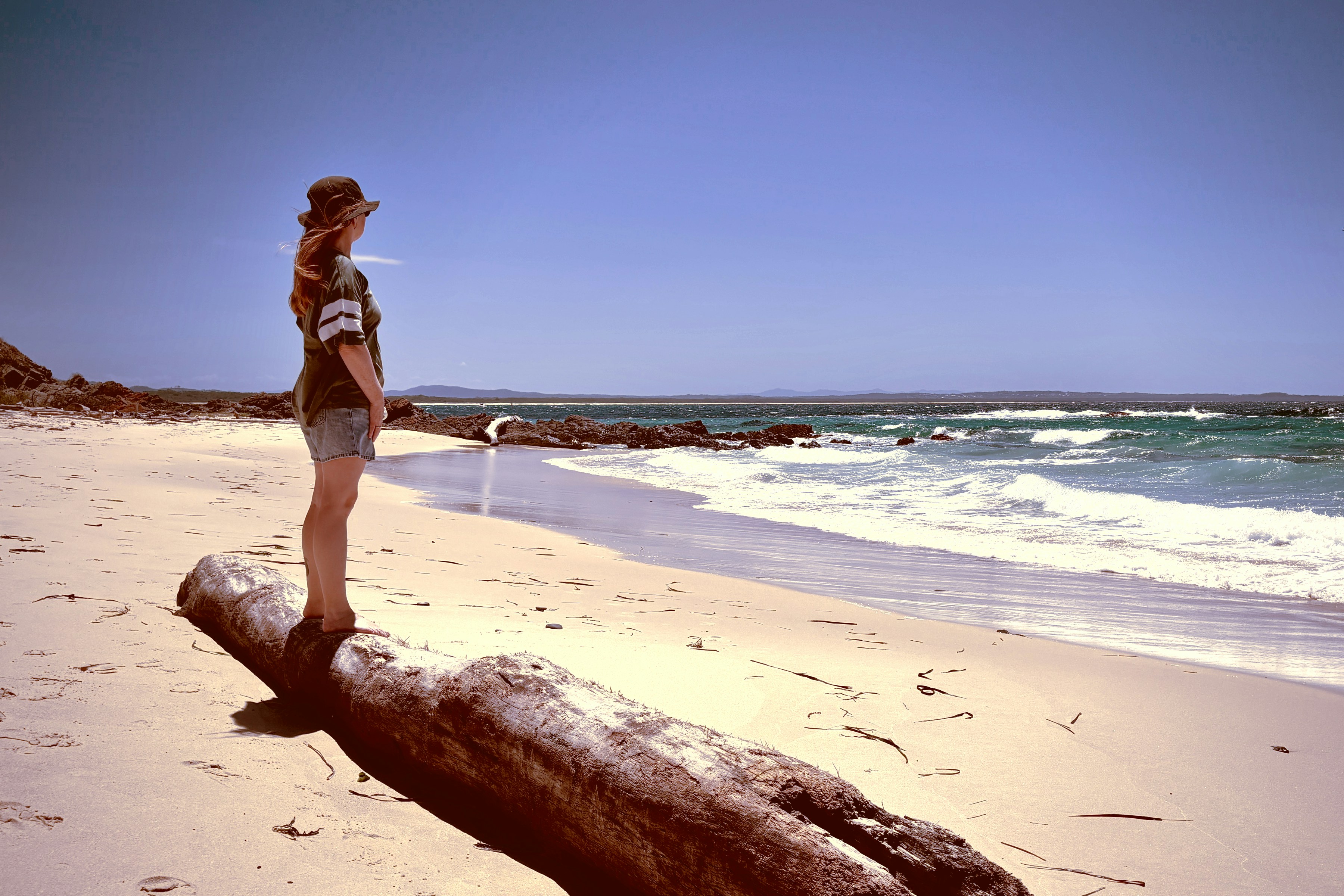 Surfer Girl and the Driftwood Shore