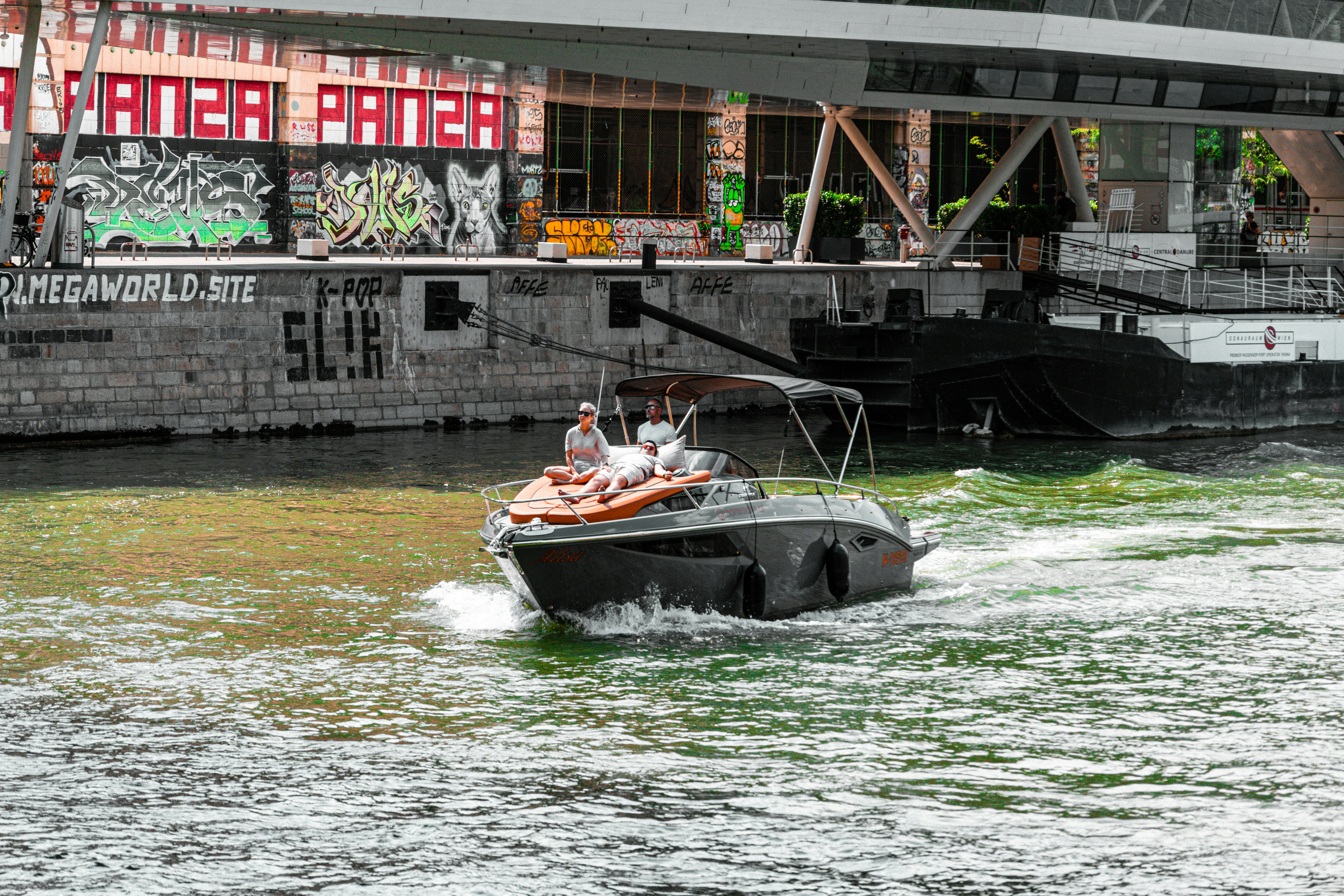 Speeding Barge Under the Graffiti Bridge
