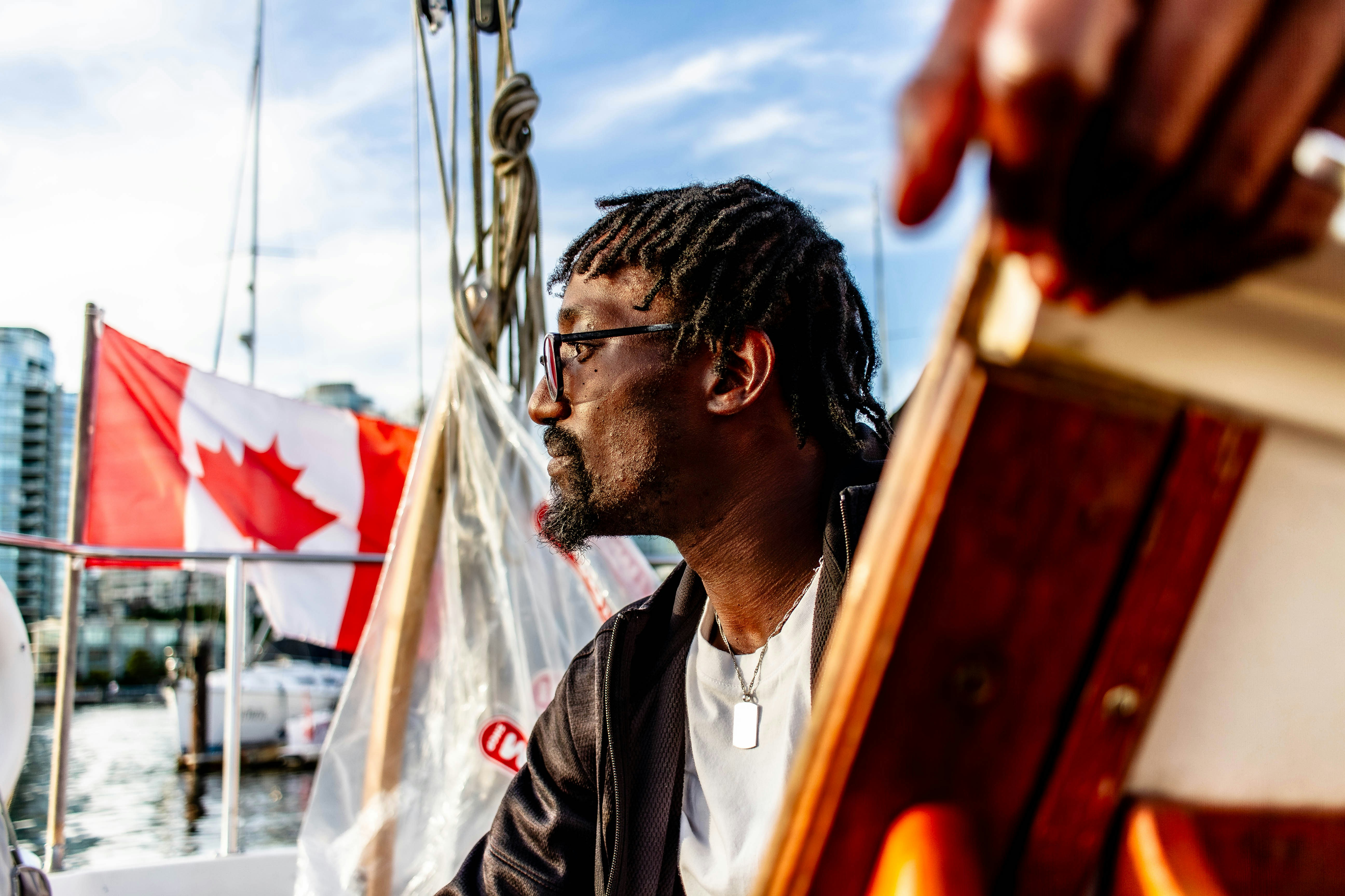Sailor in Profile, Canada Flag in the Background