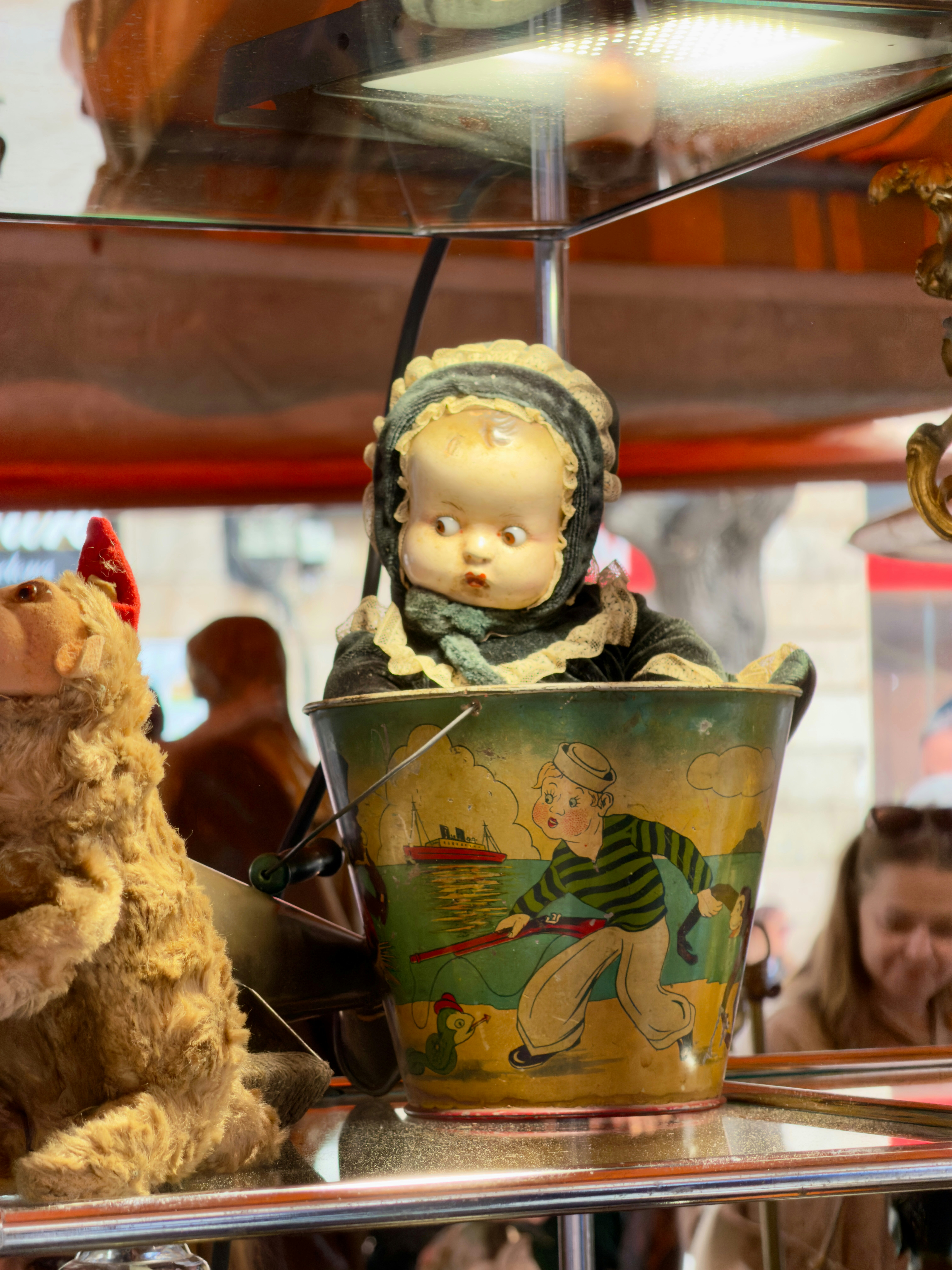 Childlike Cookie-jar Guardian in a Vintage Tin Harbor