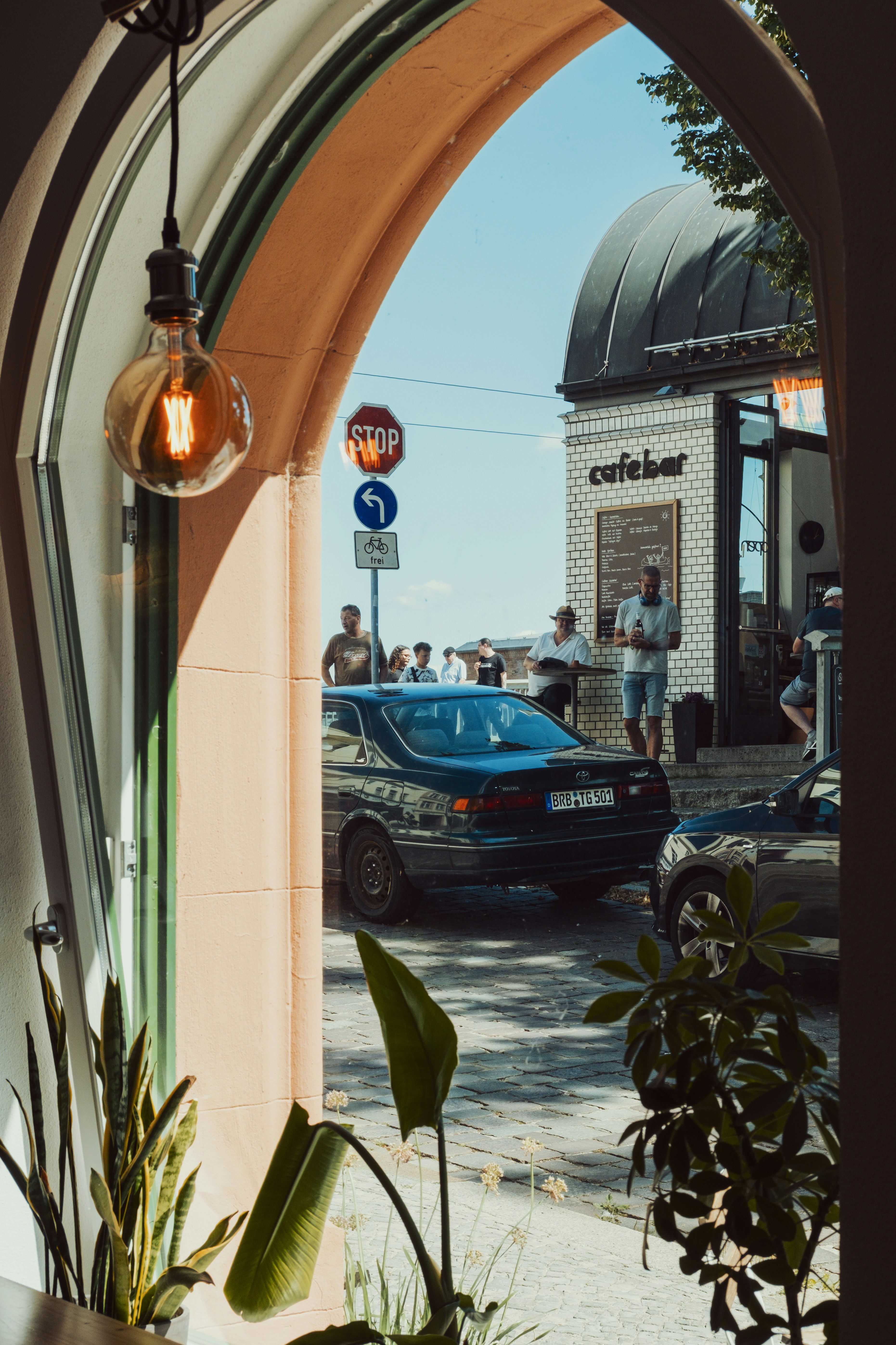 Through the Archway to Morning Traffic