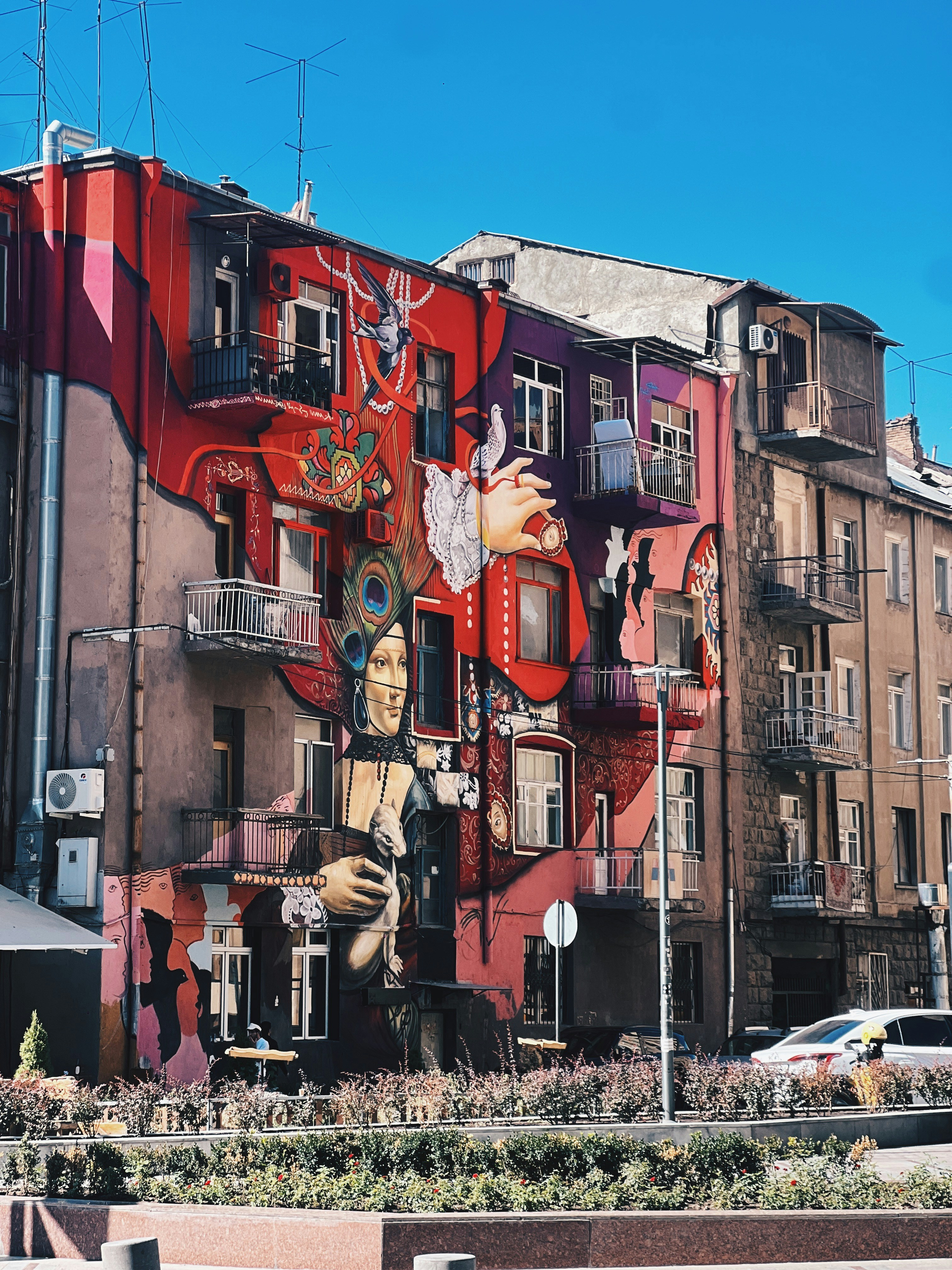 Vivid Street Mosaic: A Facade Painted with Stories