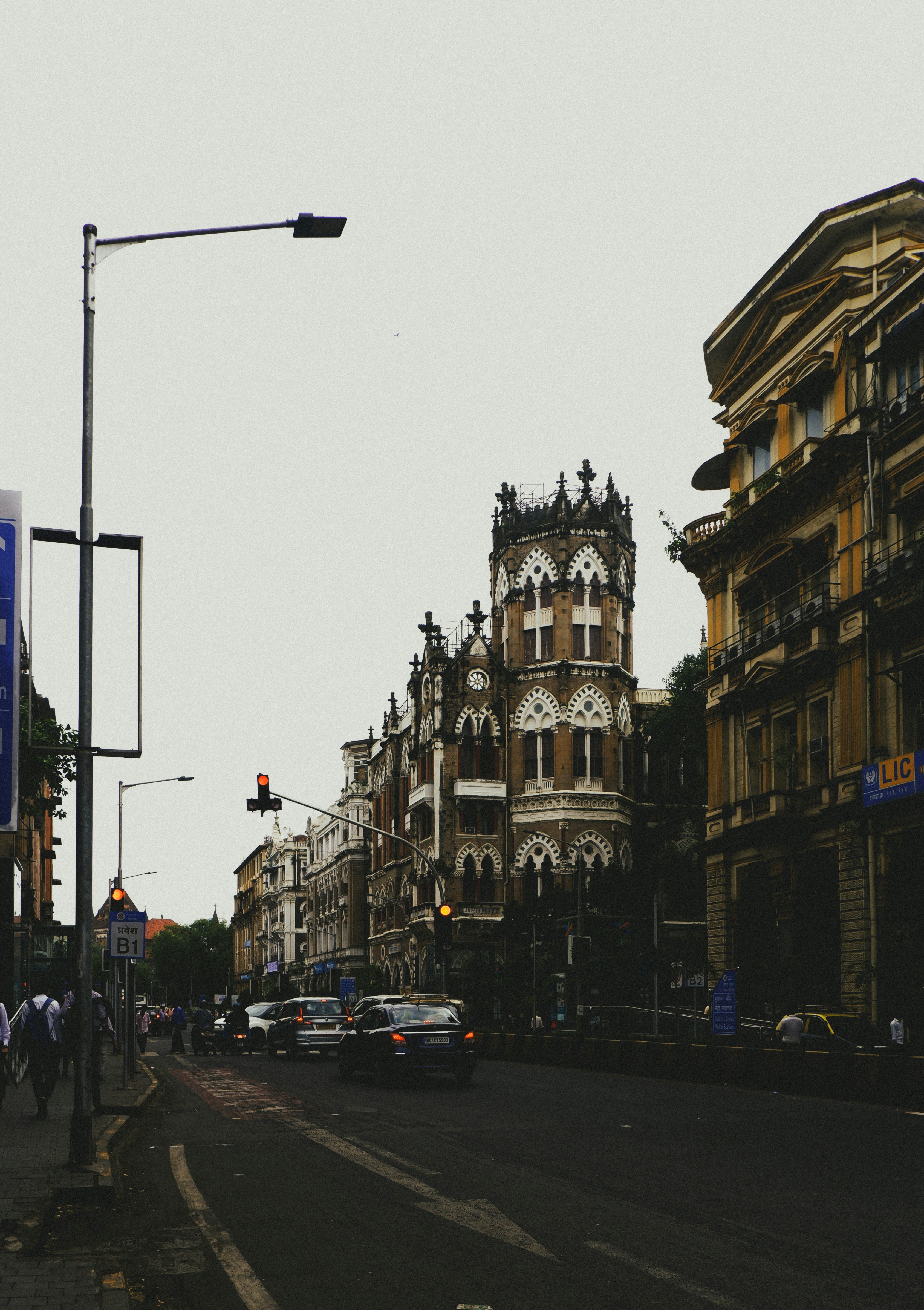 Gothic Facade Amid Urban Pulse