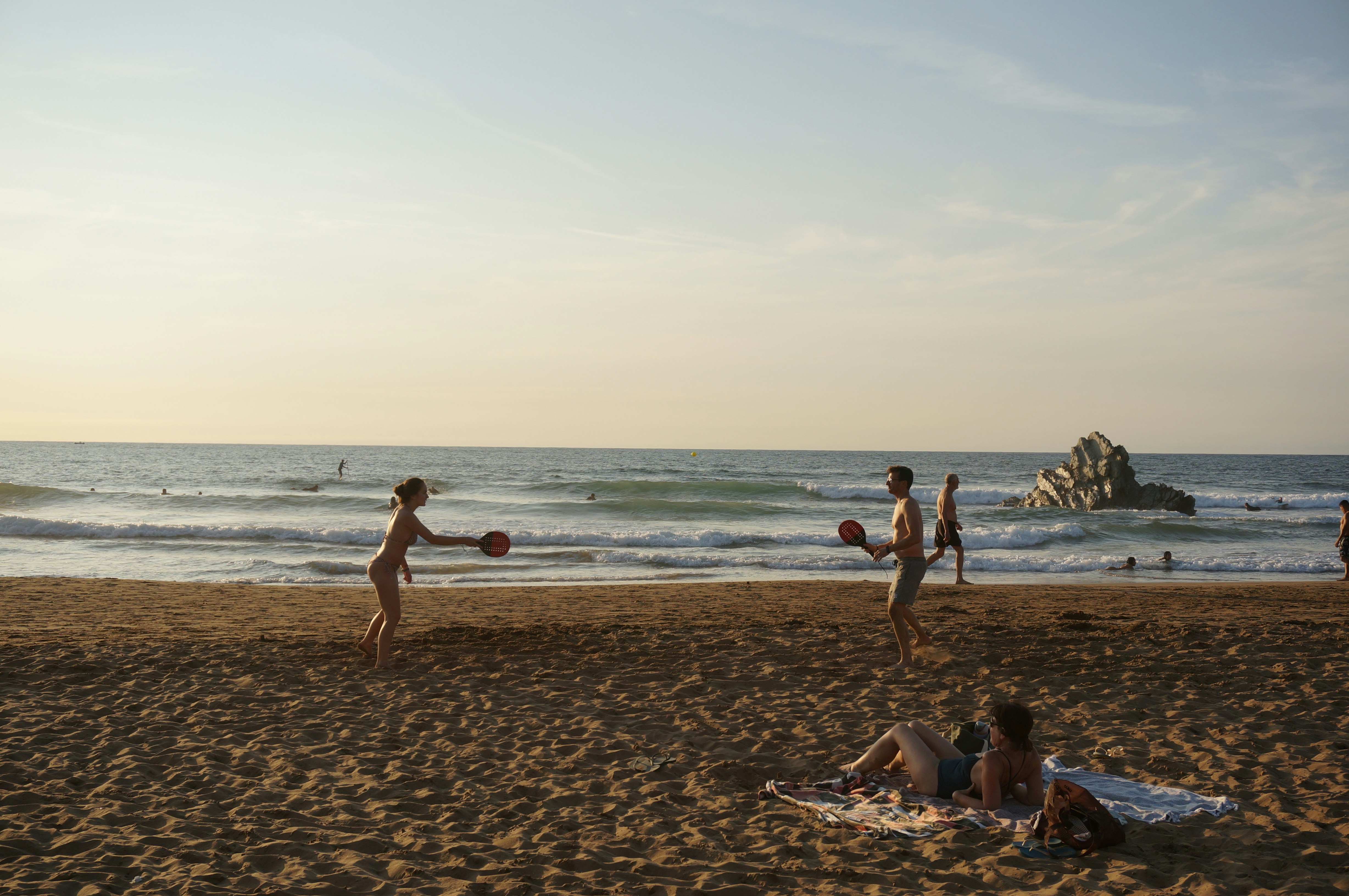 Beach Play Under a Quiet Horizon