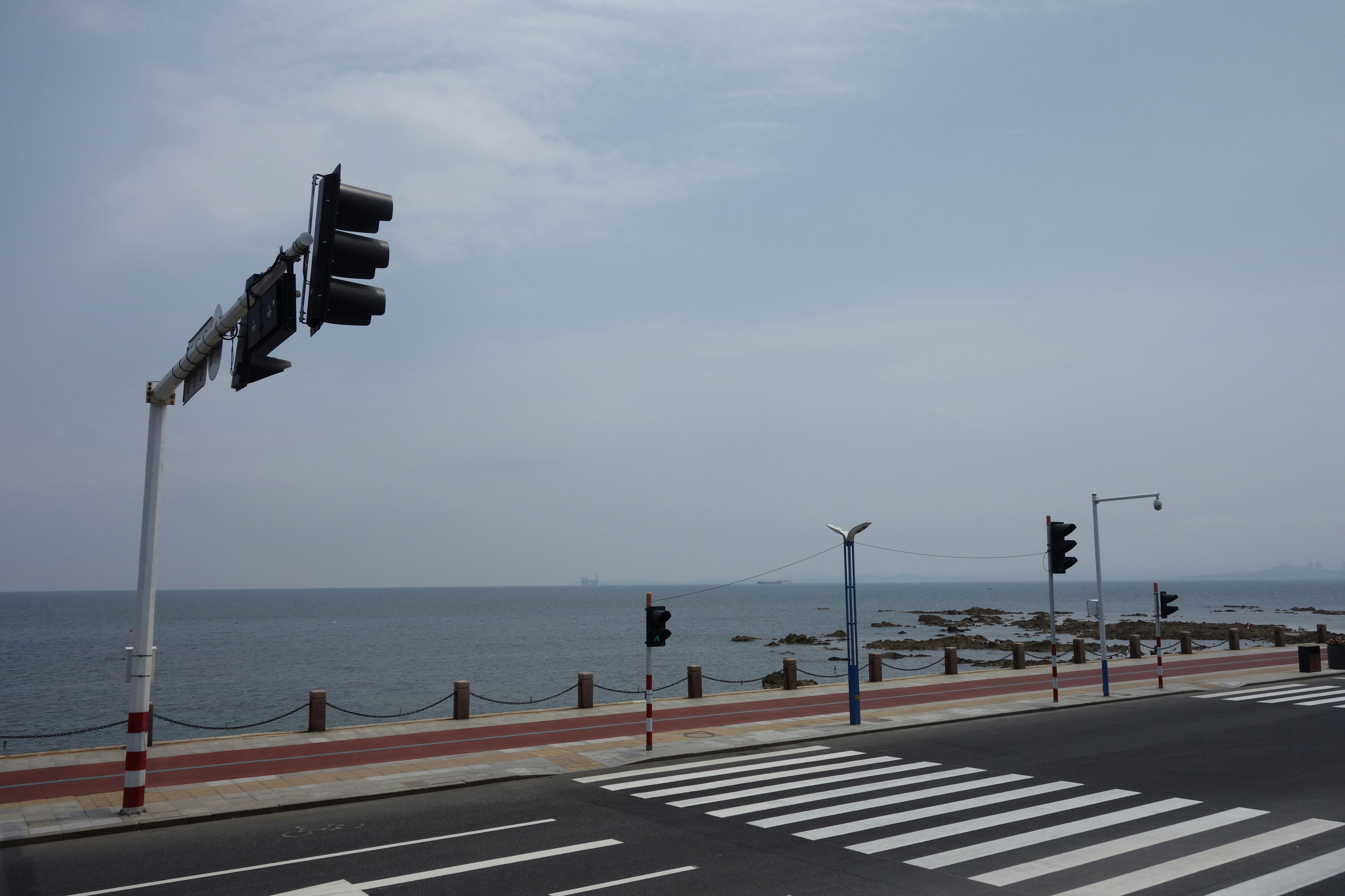  coastal street crossing: traffic signals by the sea