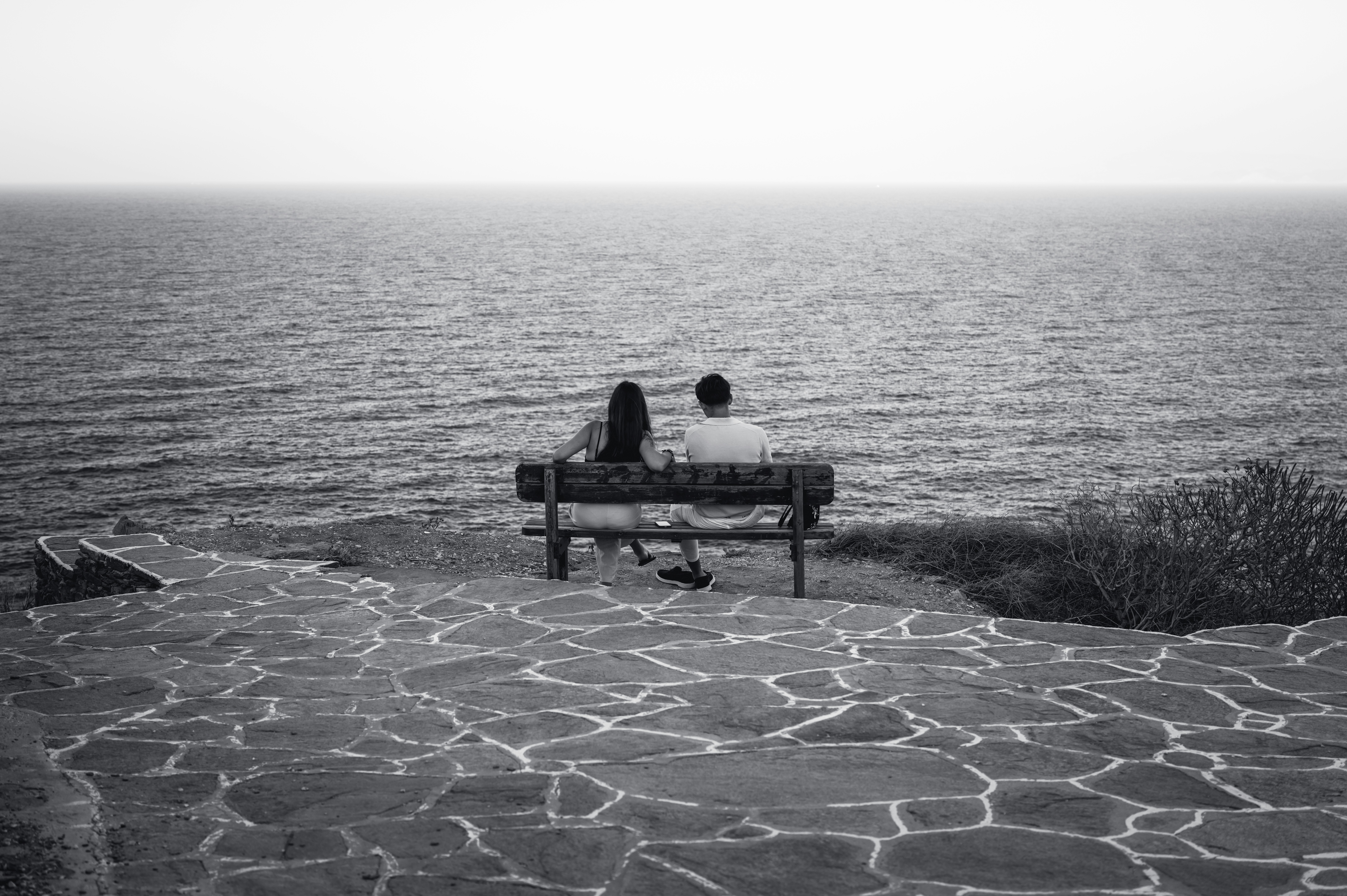 Quiet Reunion on a Sea-Edge Bench