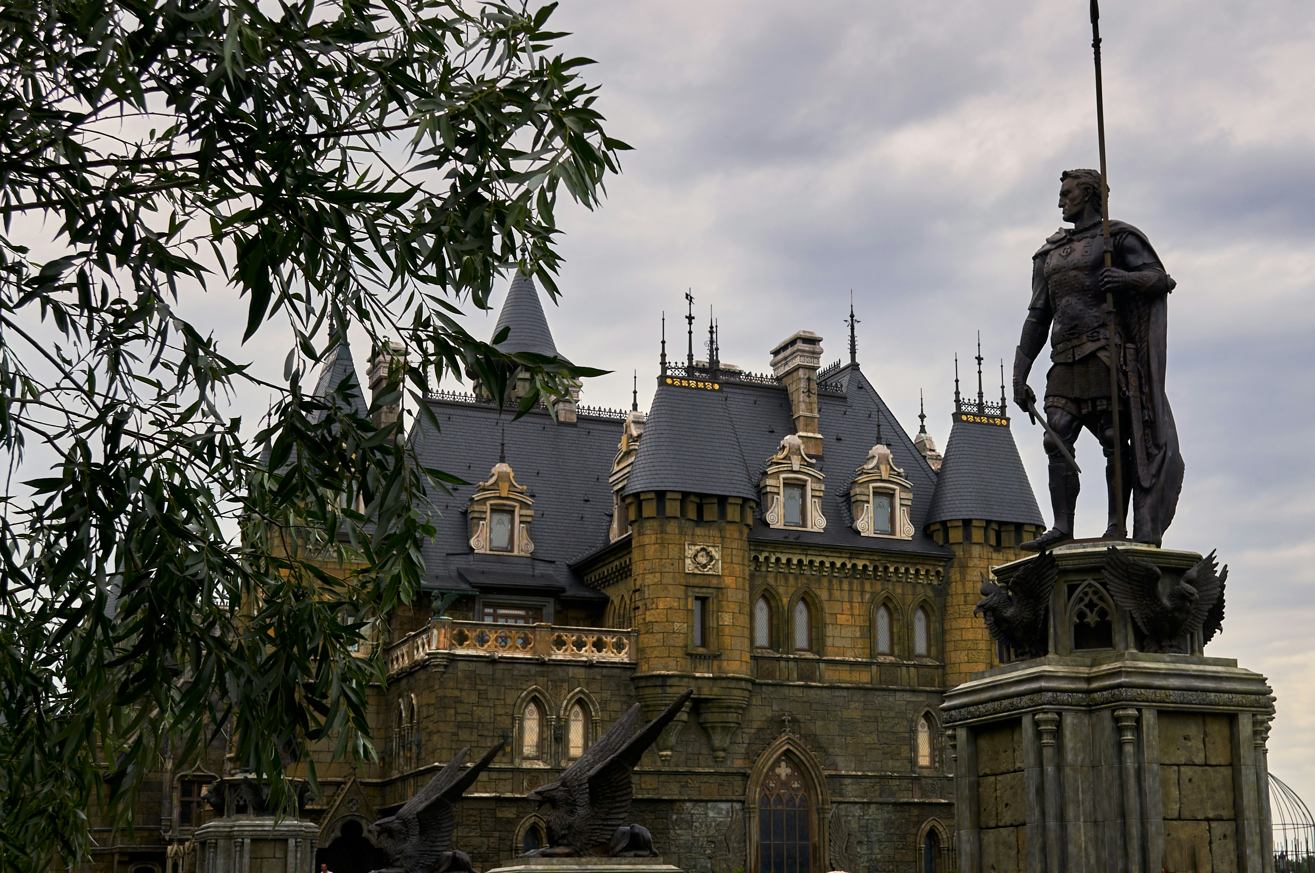 Renaissance Facade Across the Square: A Monumental Castle Courtyard