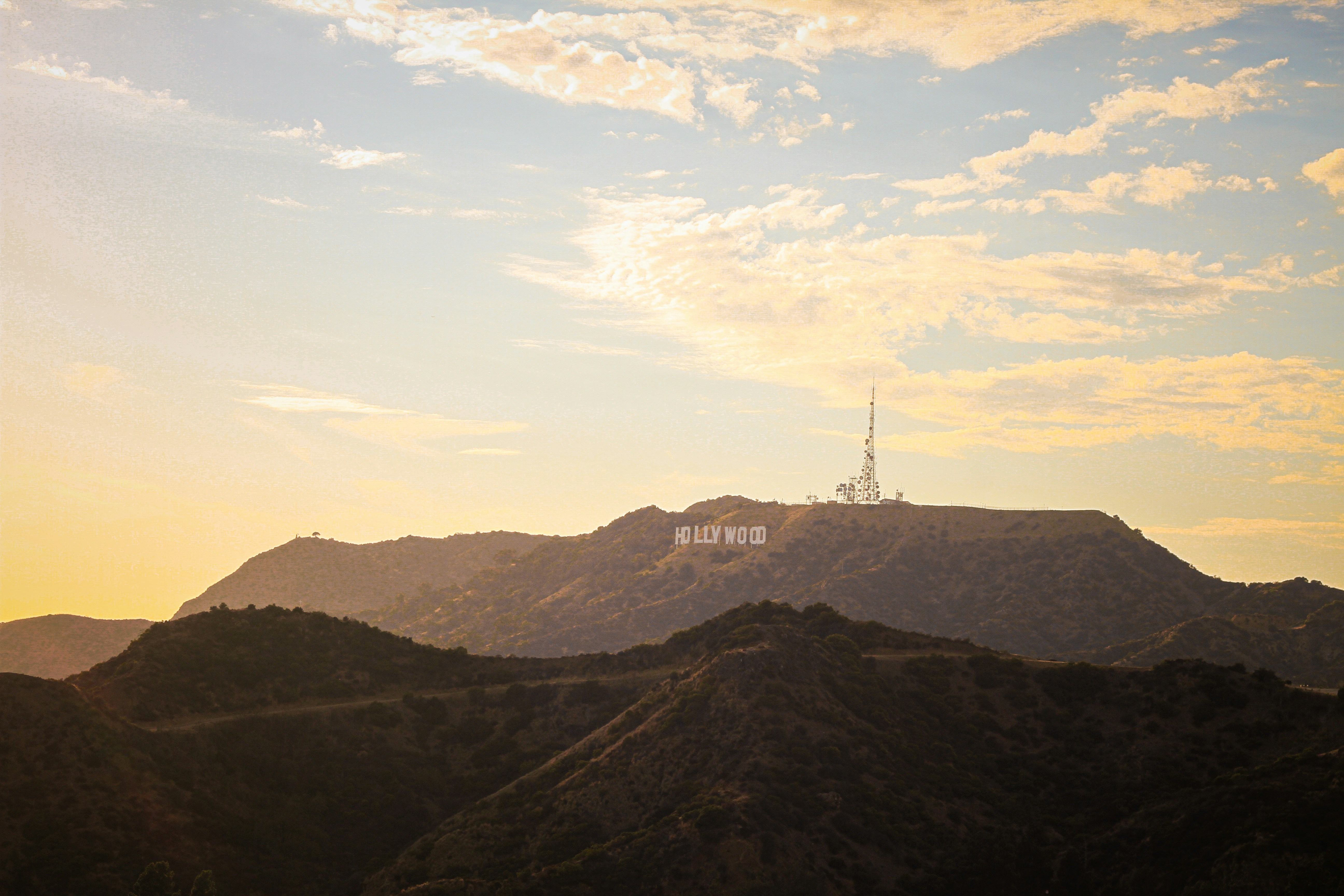 Sunrise Over the Hills: The Hollywood Sign Silhouette