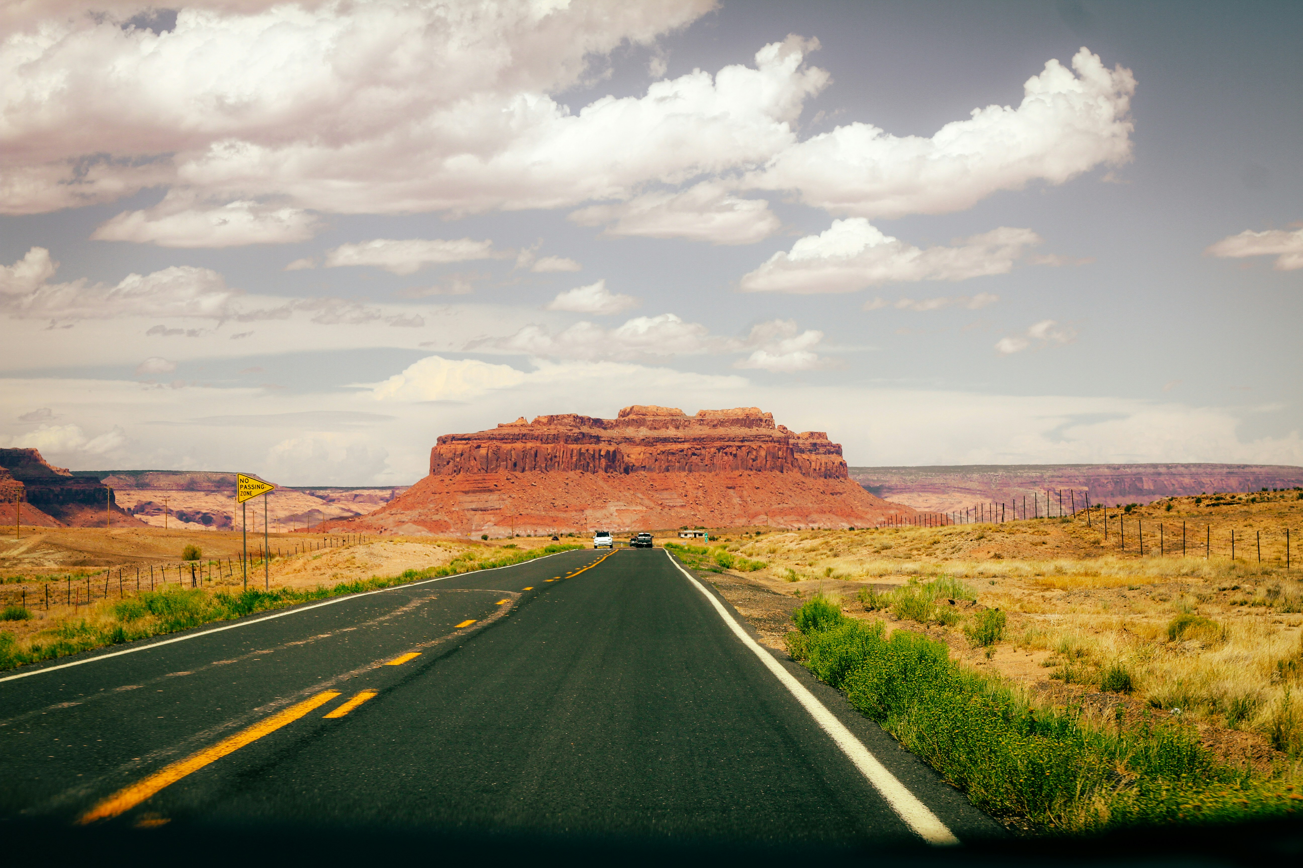 Desert Highway Toward the Flat Mesa, A Road to the Horizon