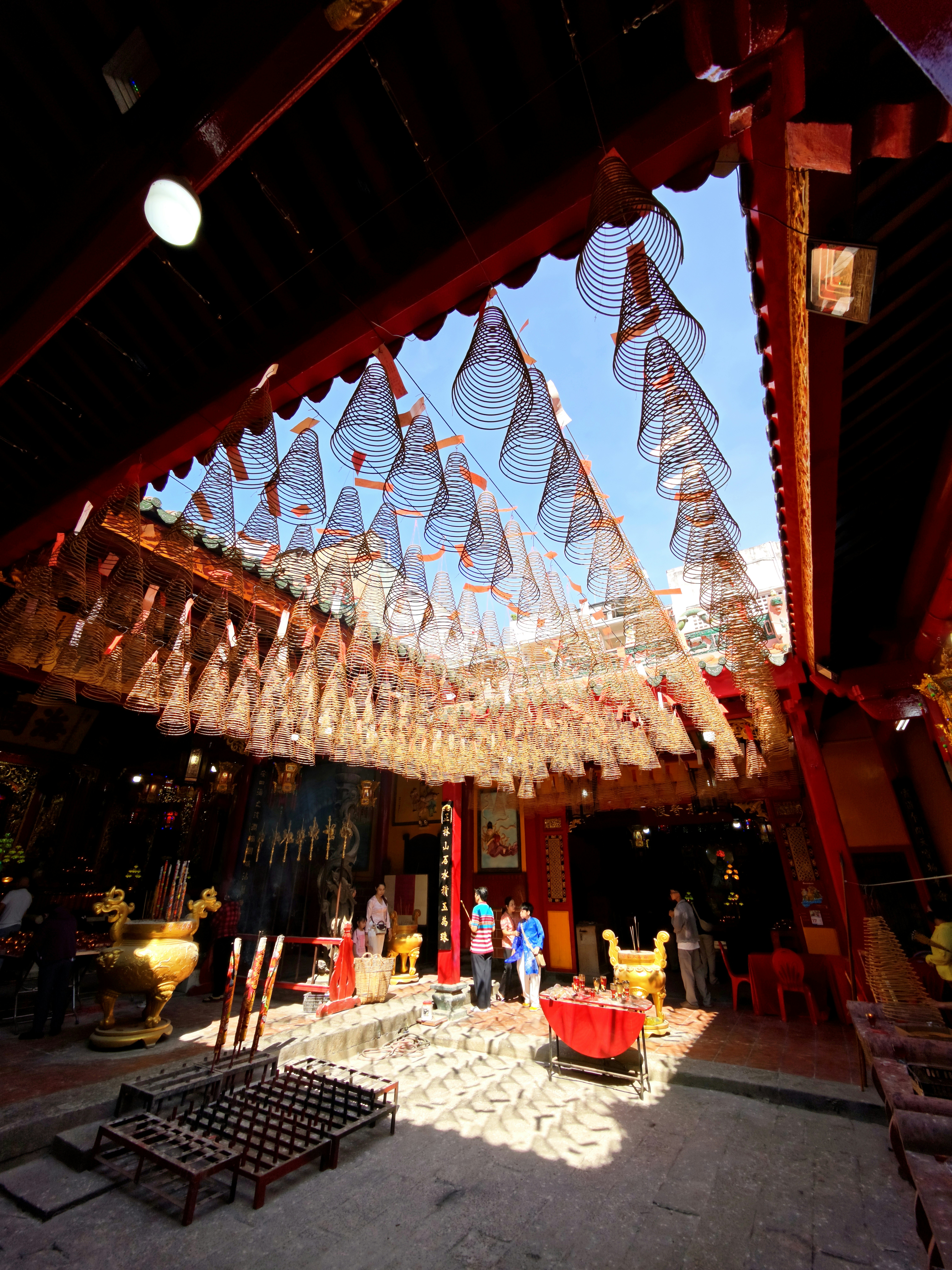 Lanterned Courtyard Illuminations in a Sacred Hall