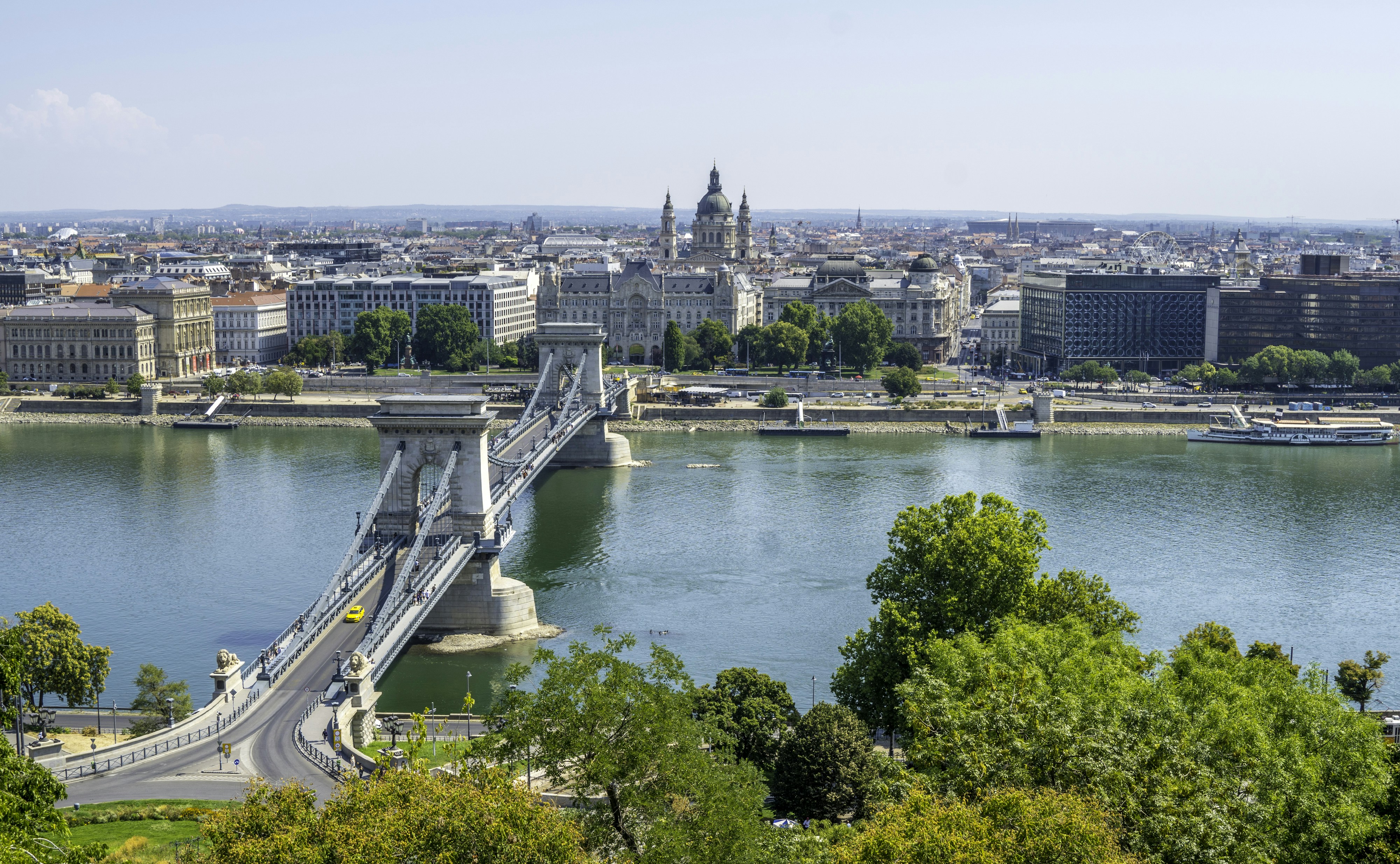 Bridge Over the Danube: Aerial View of Budapest’s Cityscape