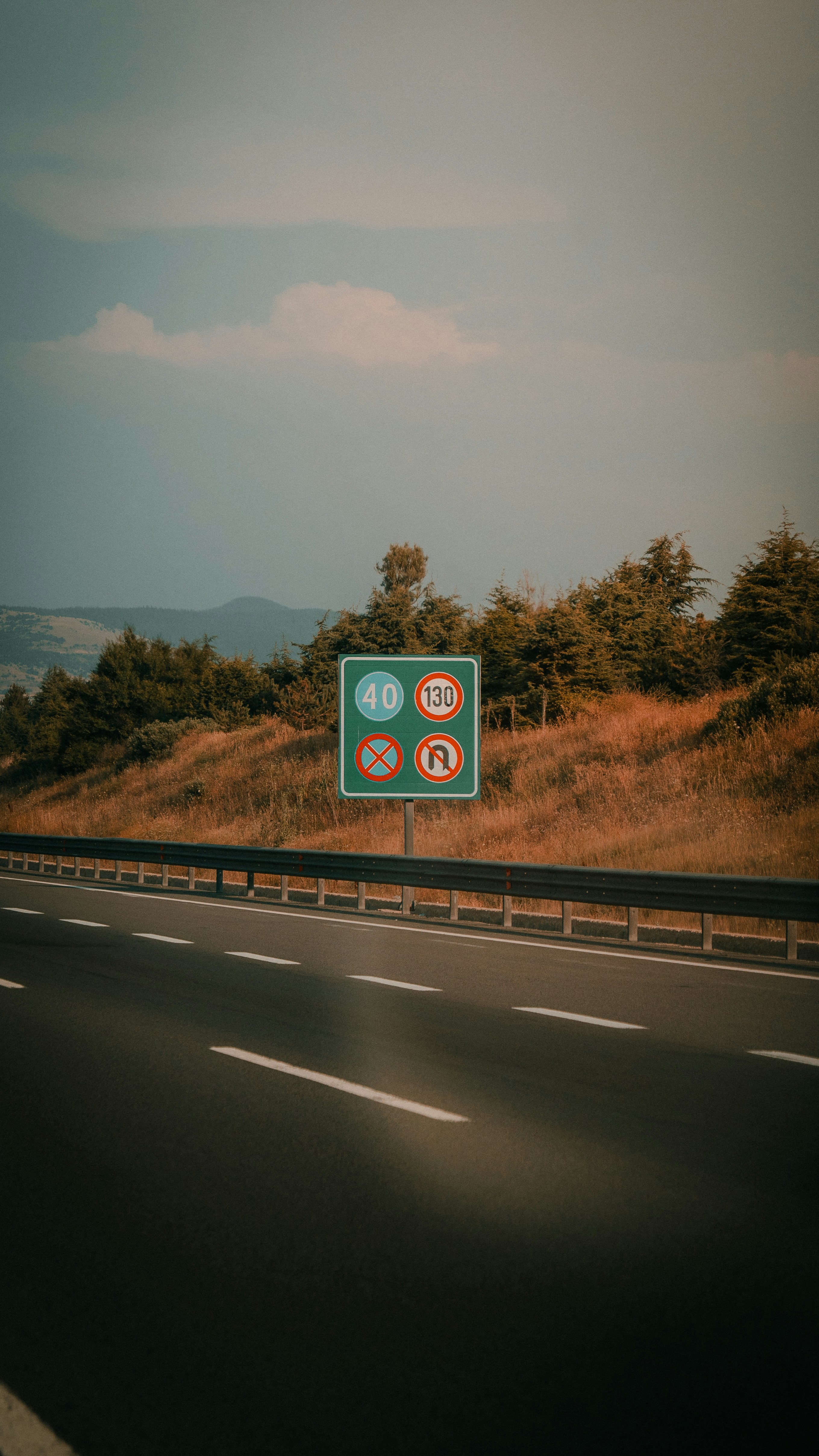 Highway Sign in the Warm Horizon
