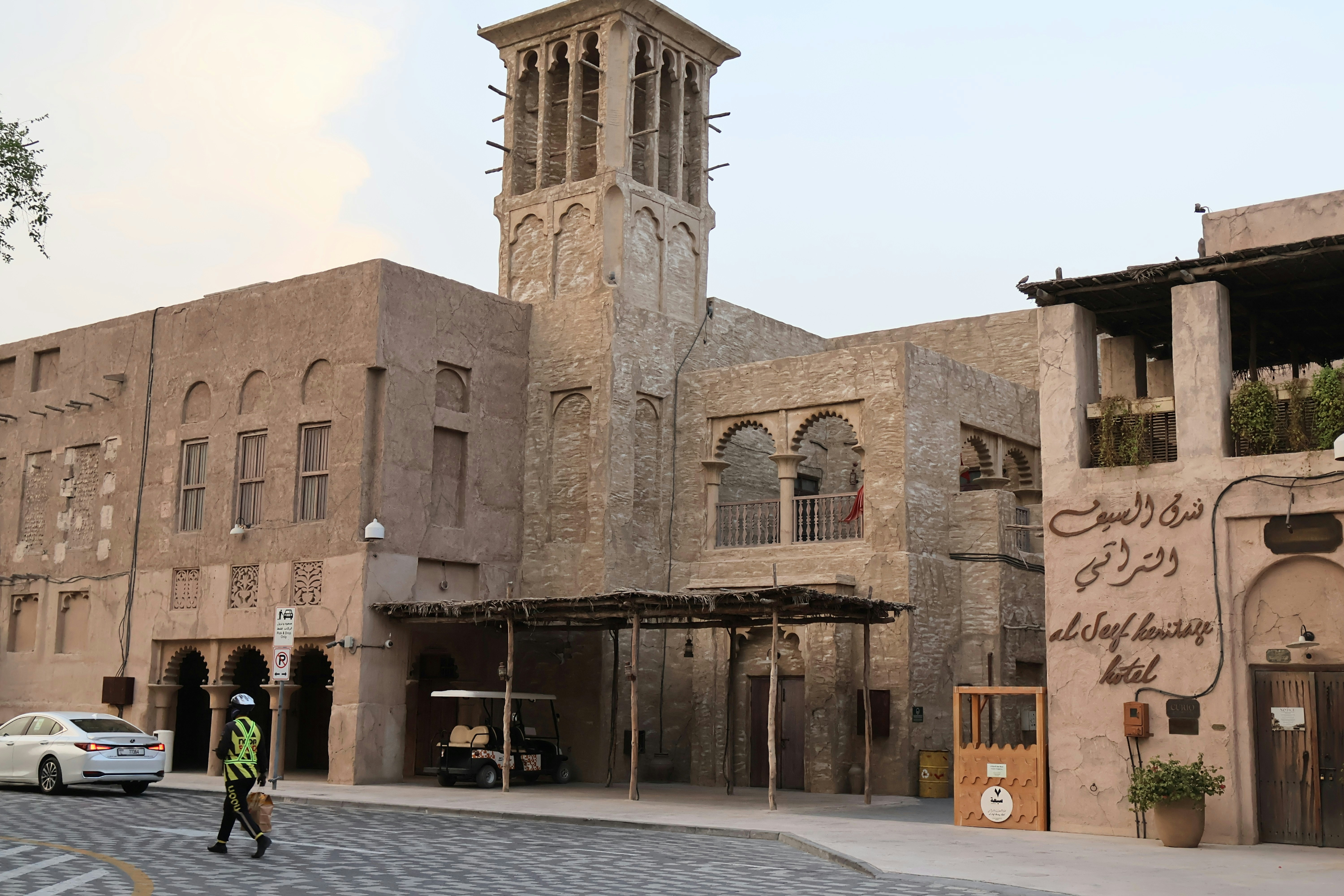 Desert Town Facade with Aged Bell Tower