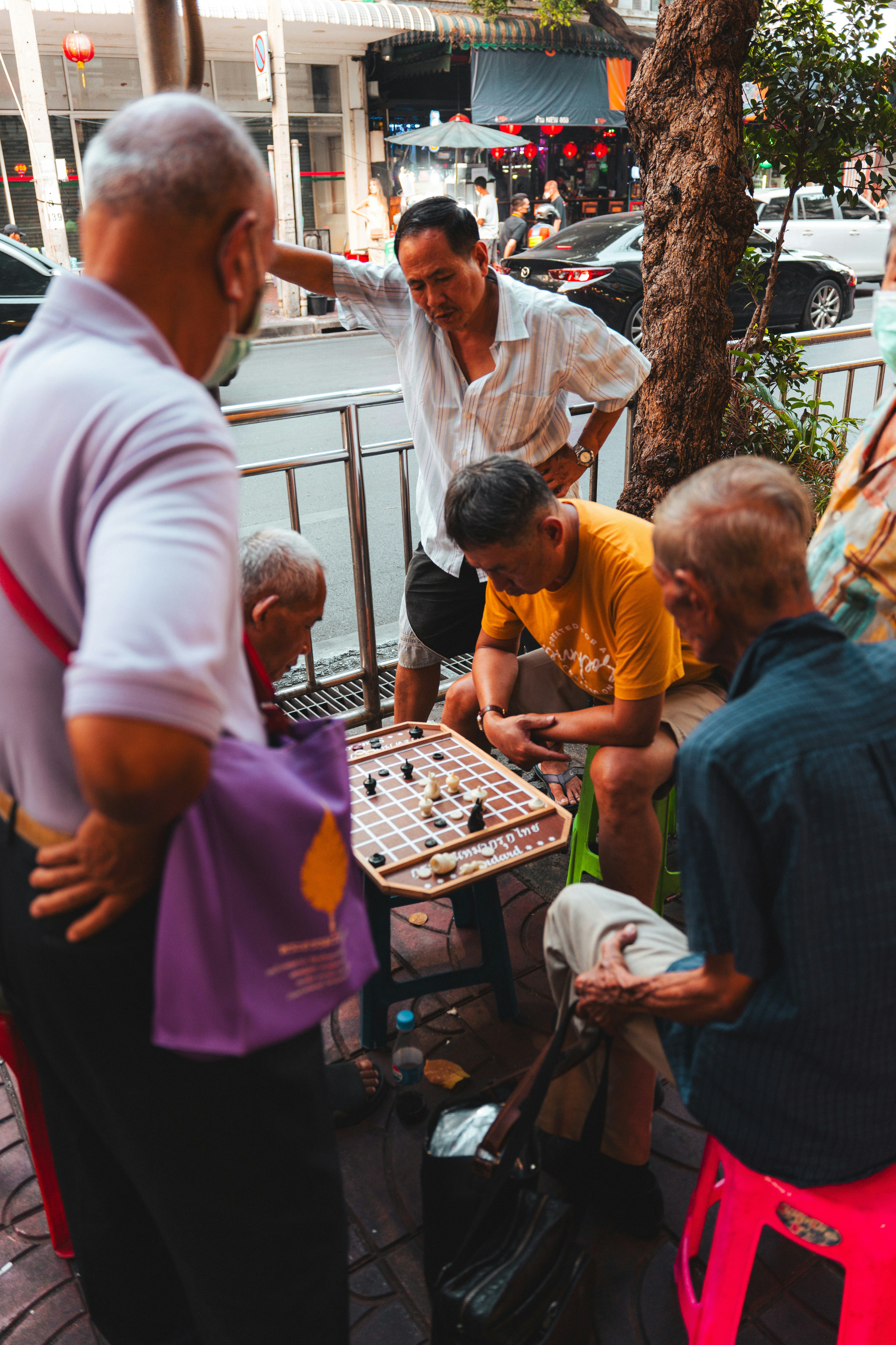 Street Chess Gambit Under Neon City Light