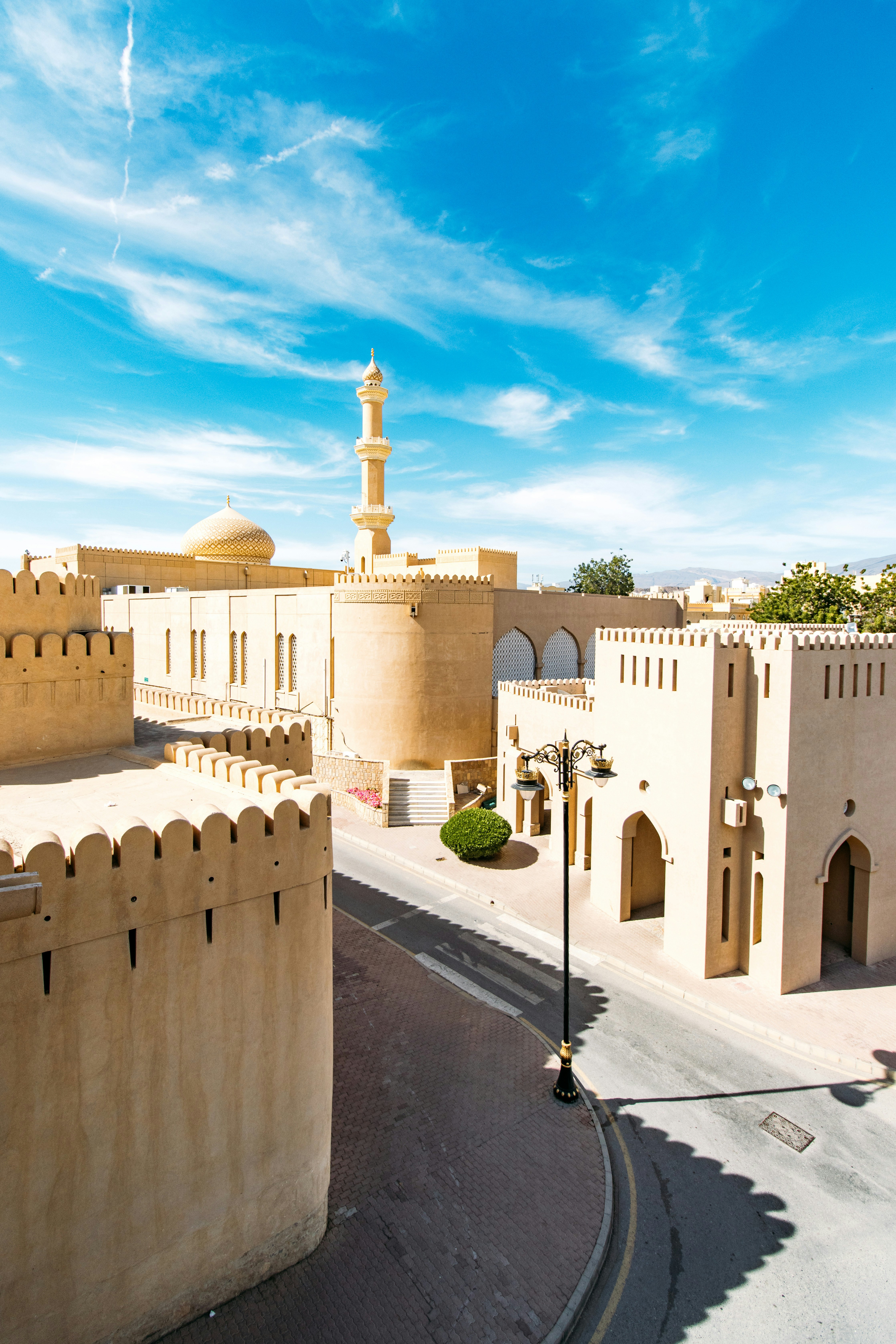 Desert Fortress Corridor Under a Clear Blue Sky