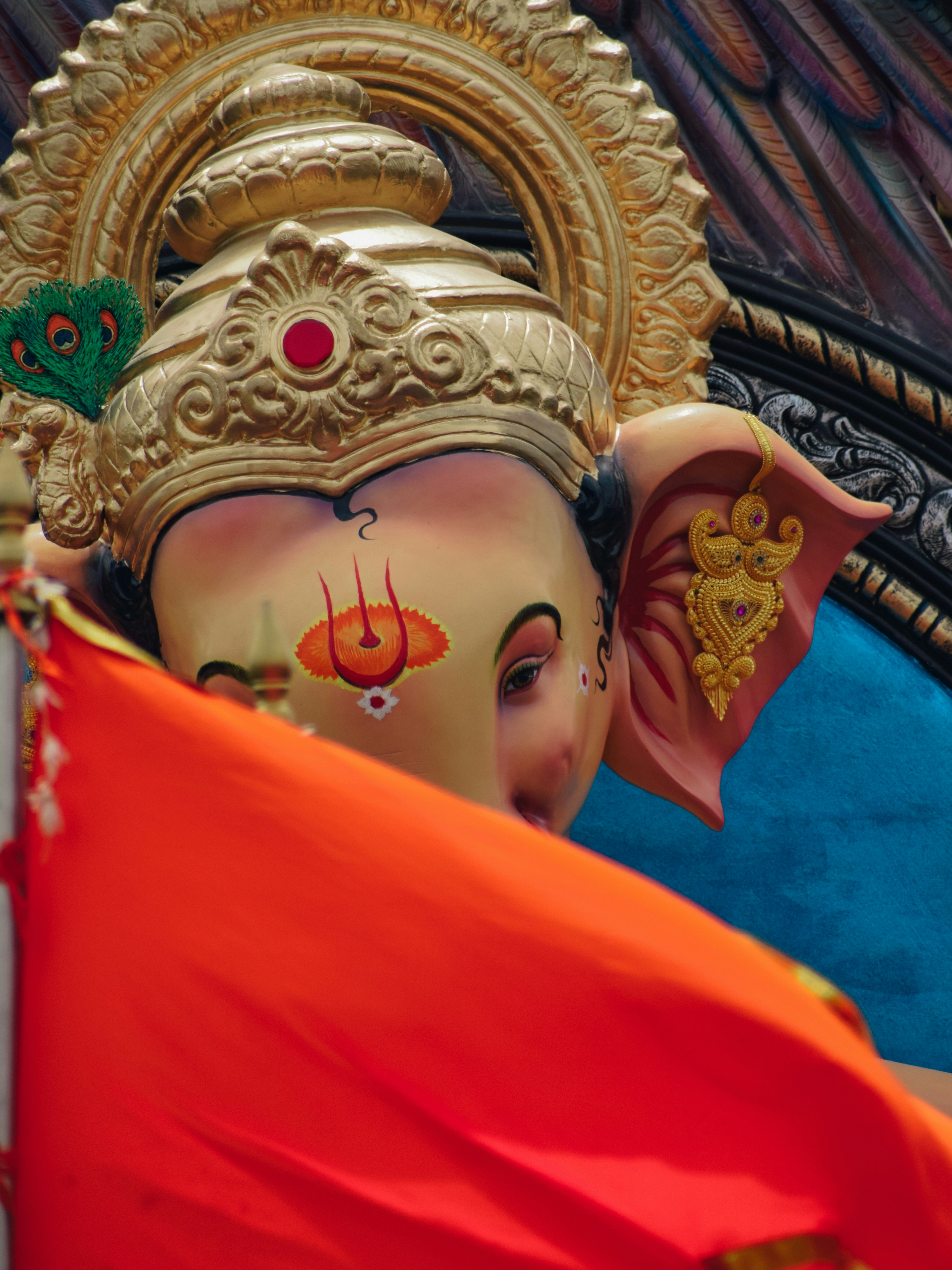 Divine Gaze Behind the Orange Veil