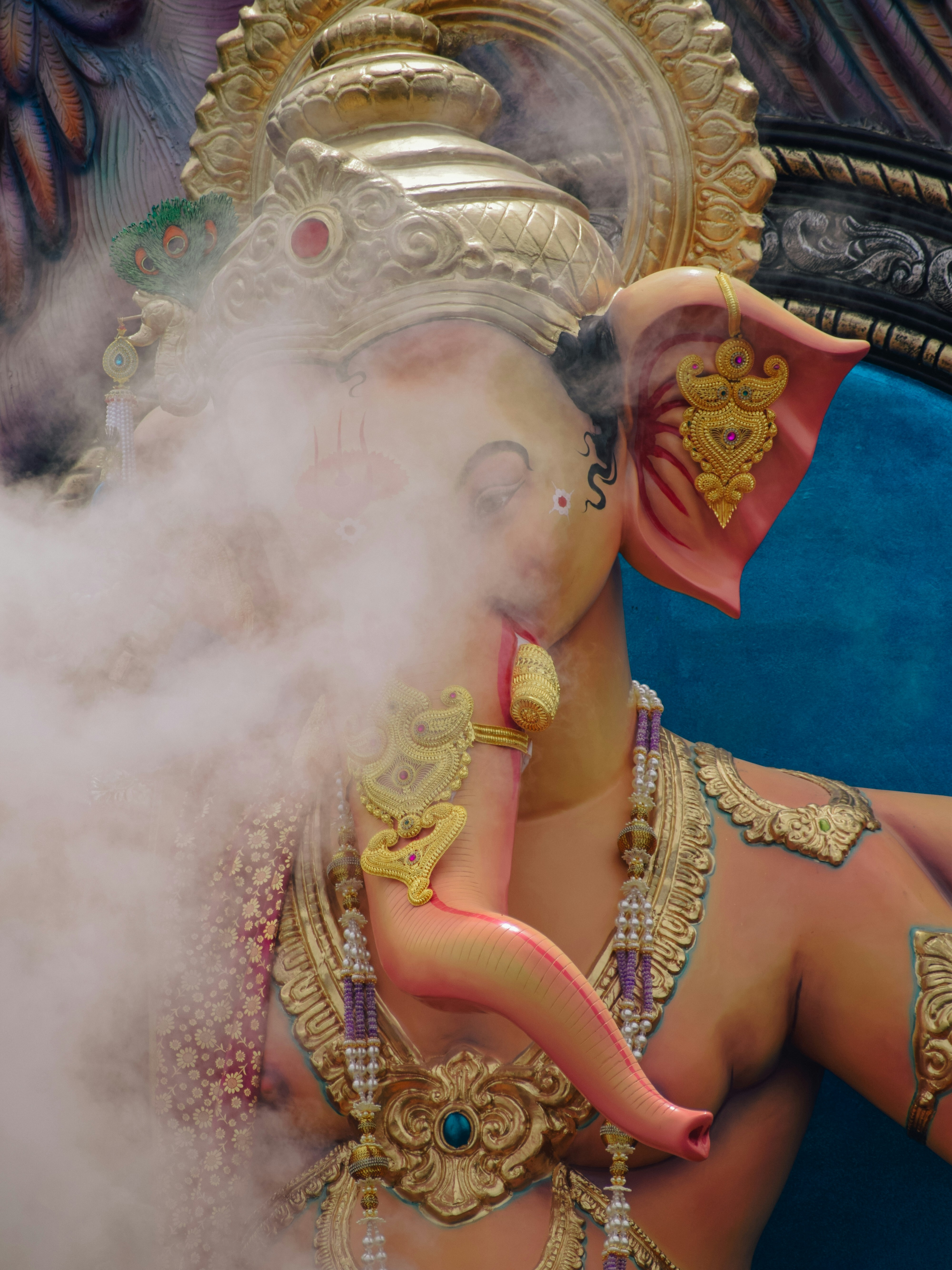 Divine Gaze Behind the Veil: A Goddess Emerges Through Steam