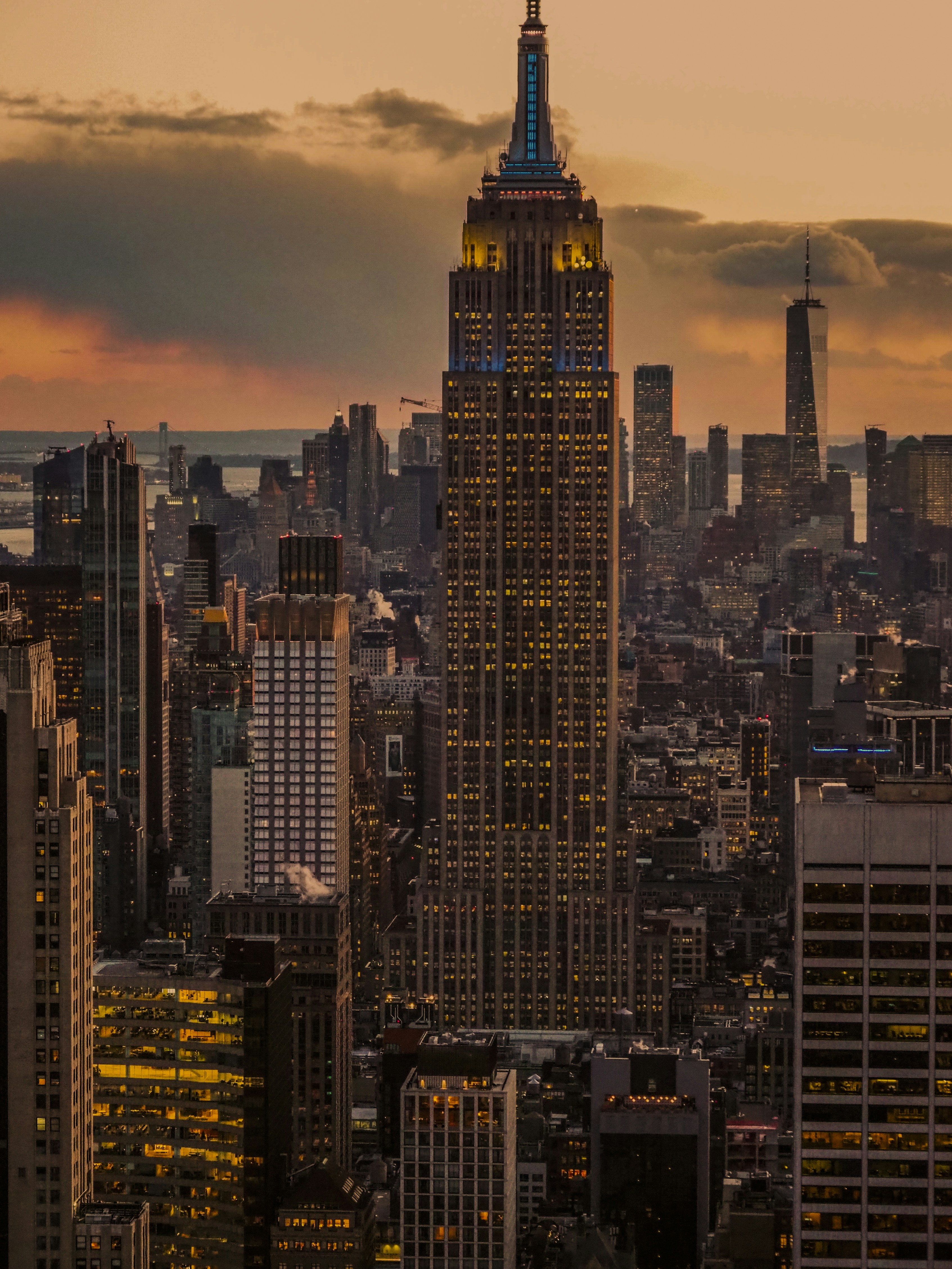 Empire in Amber: A Sunset Veil over Midtown