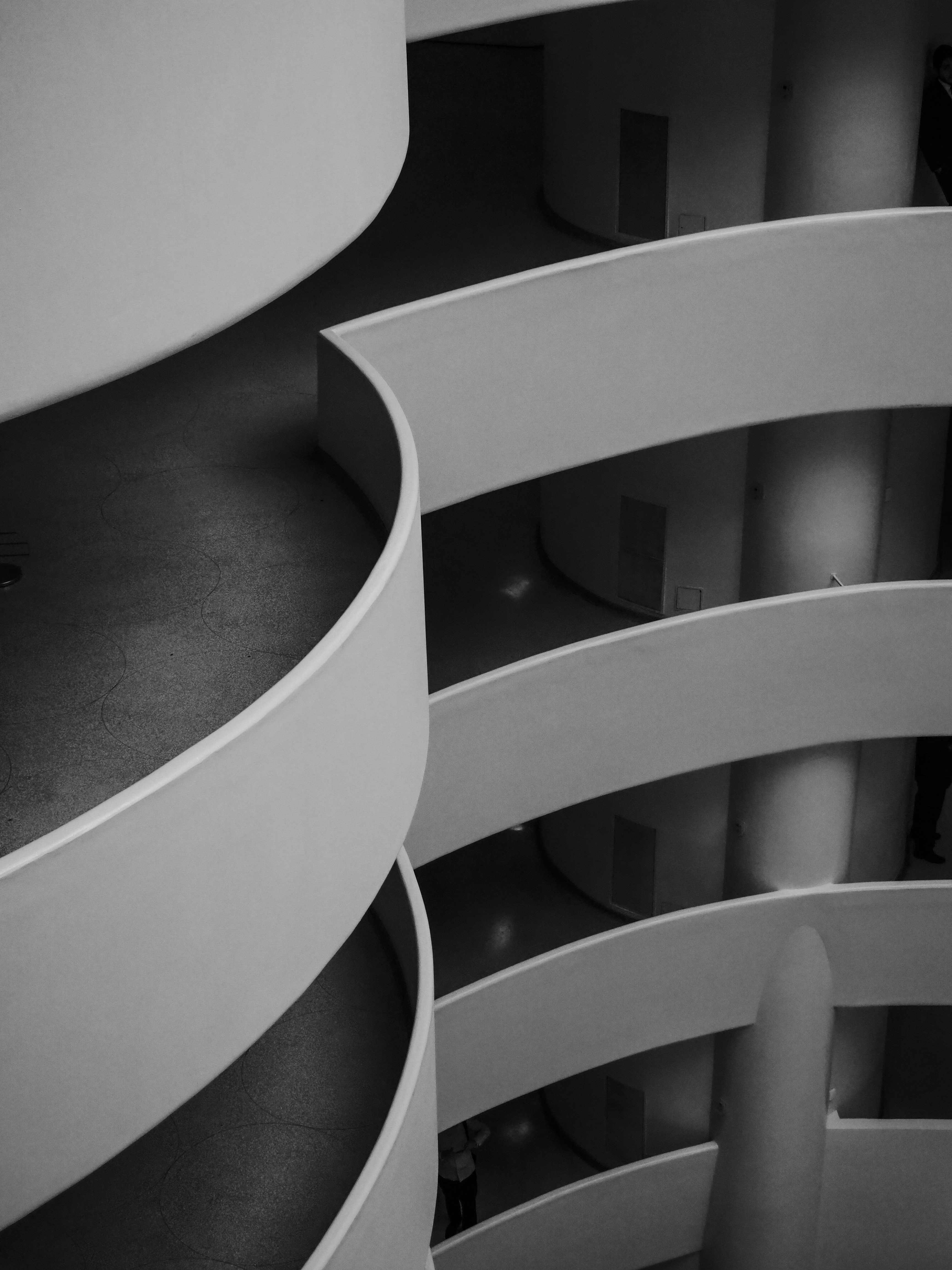 Concrete Spiral: A Monochrome Dance of Curves in an Atrium