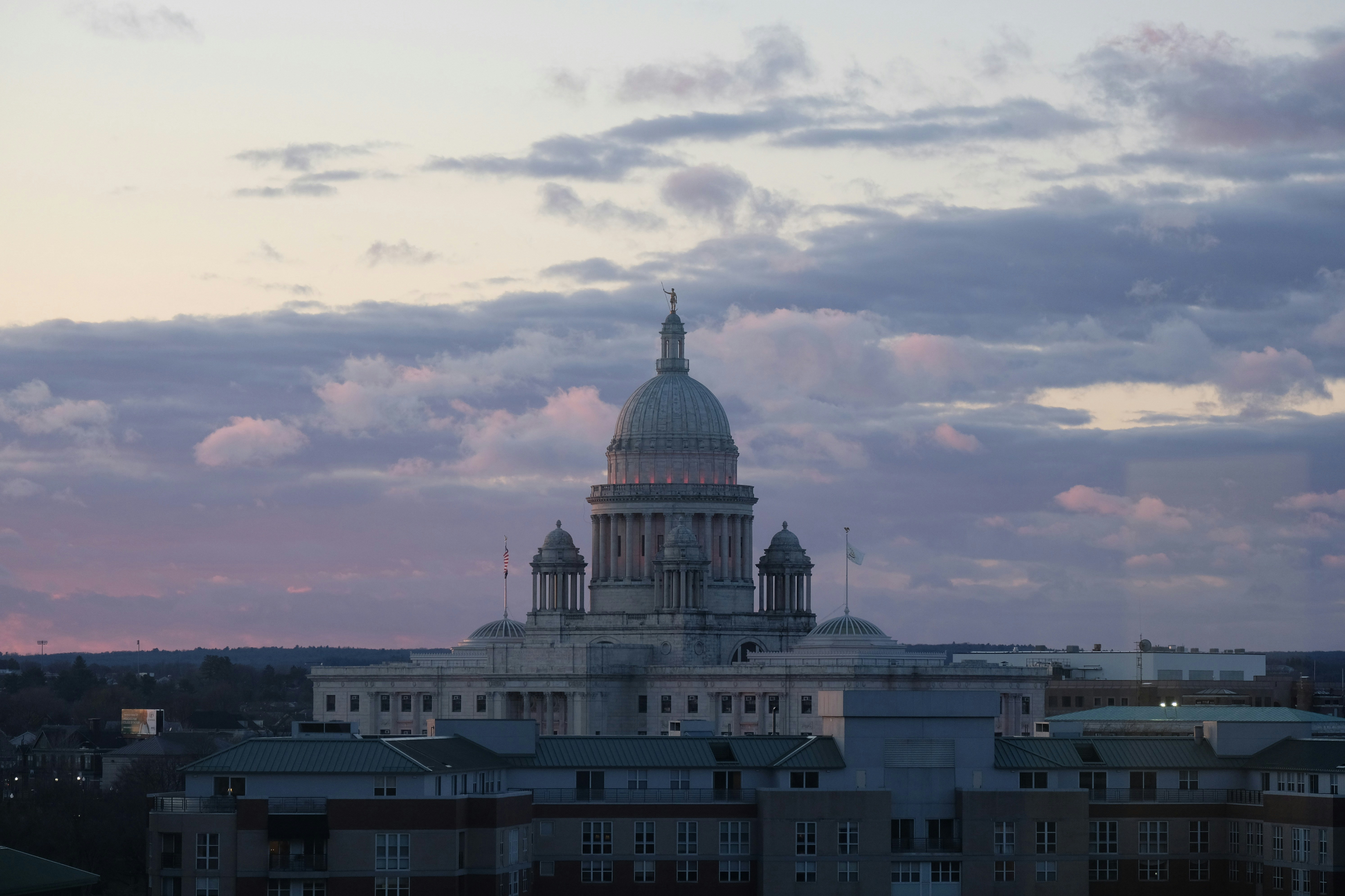 Stately Dome at Dusk over a Quiet Cityscape