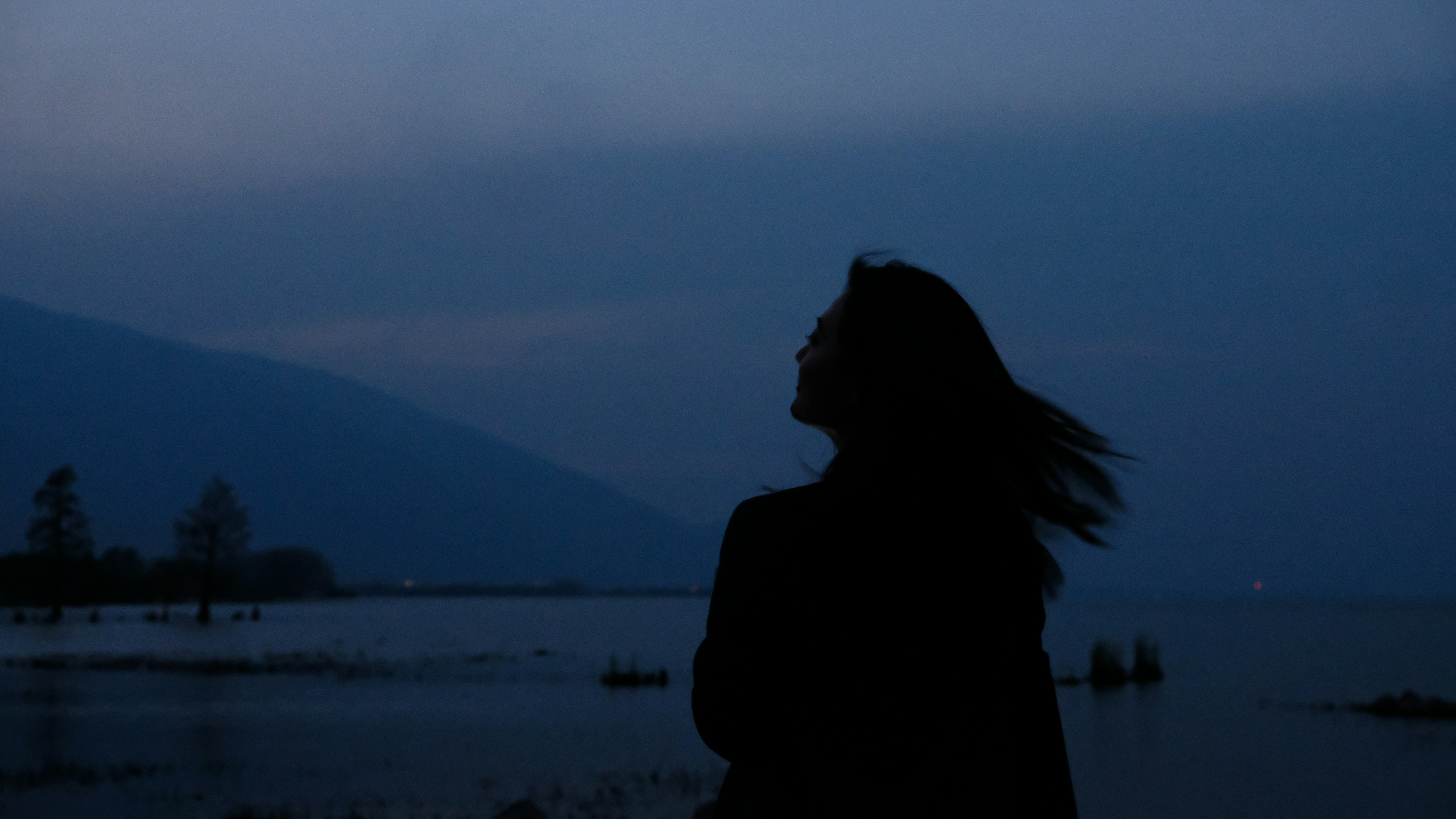 Silhouette on the Shore at Dusk