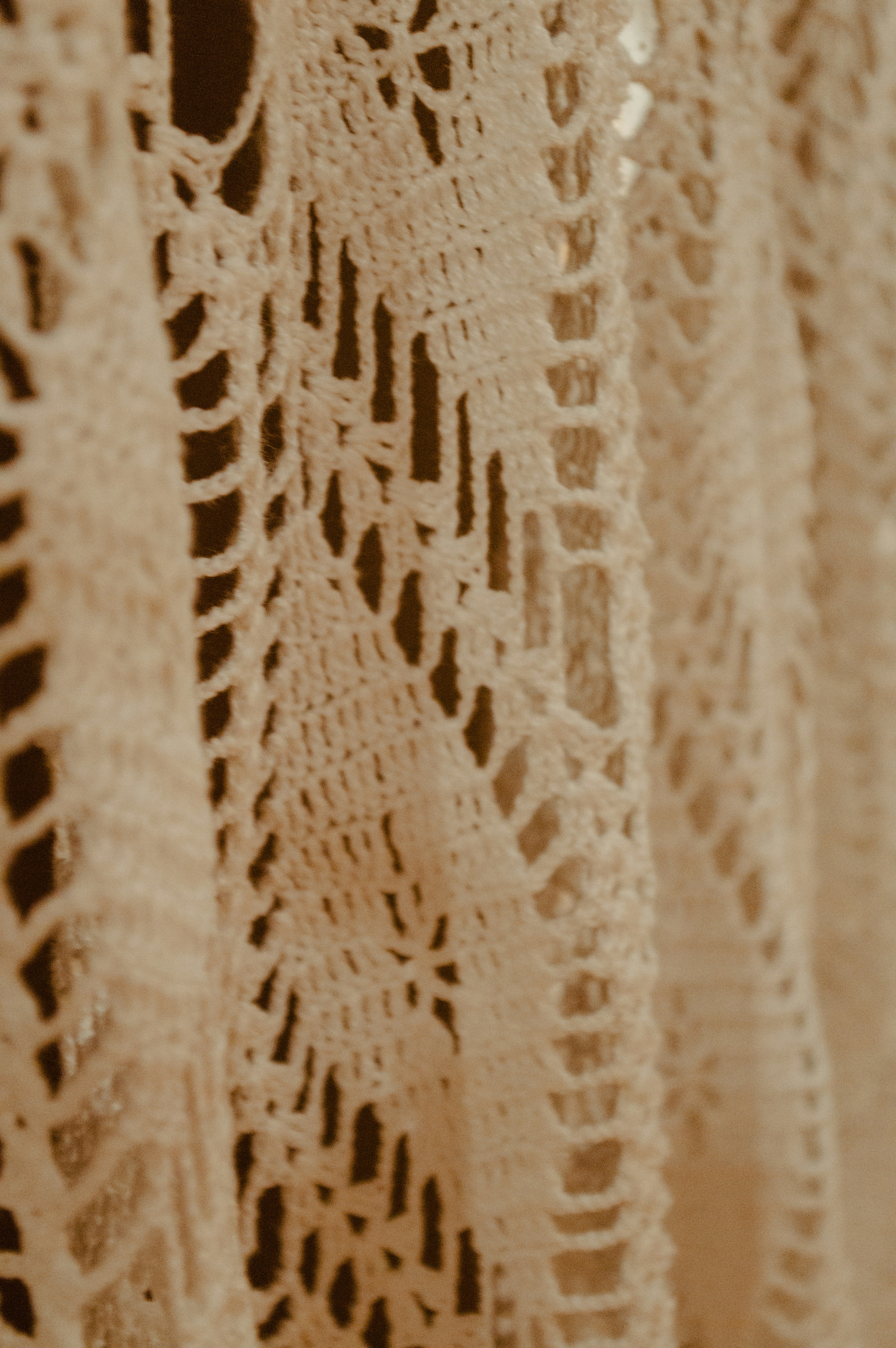 Lace Threads: A Close-Up of Intricate Crochet in Warm Light