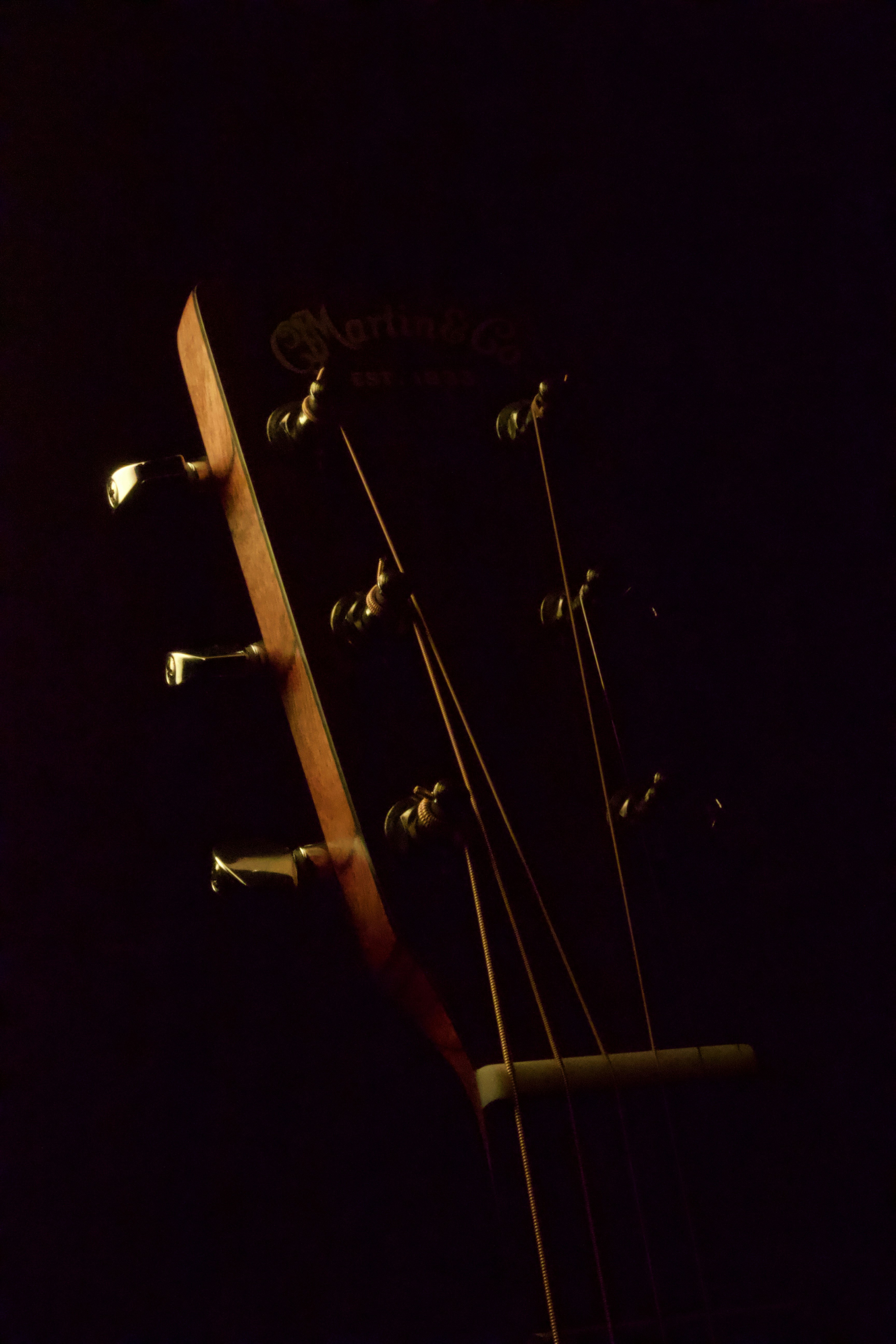 Moonlit Strings: The Guitar Head in Shadow